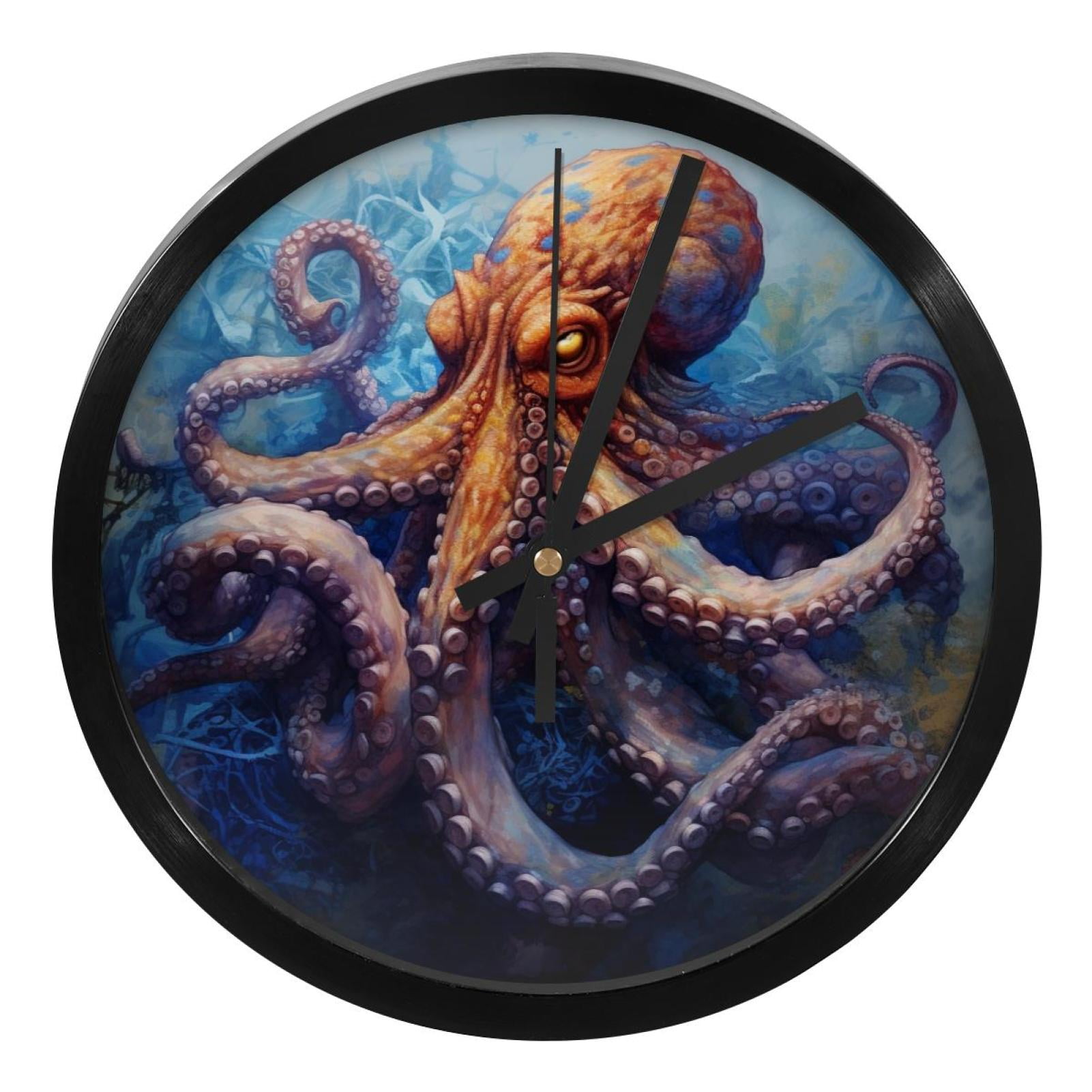 Octopus 9.8 Inch Silent Round Digital Wall Clock - Battery Operated ...