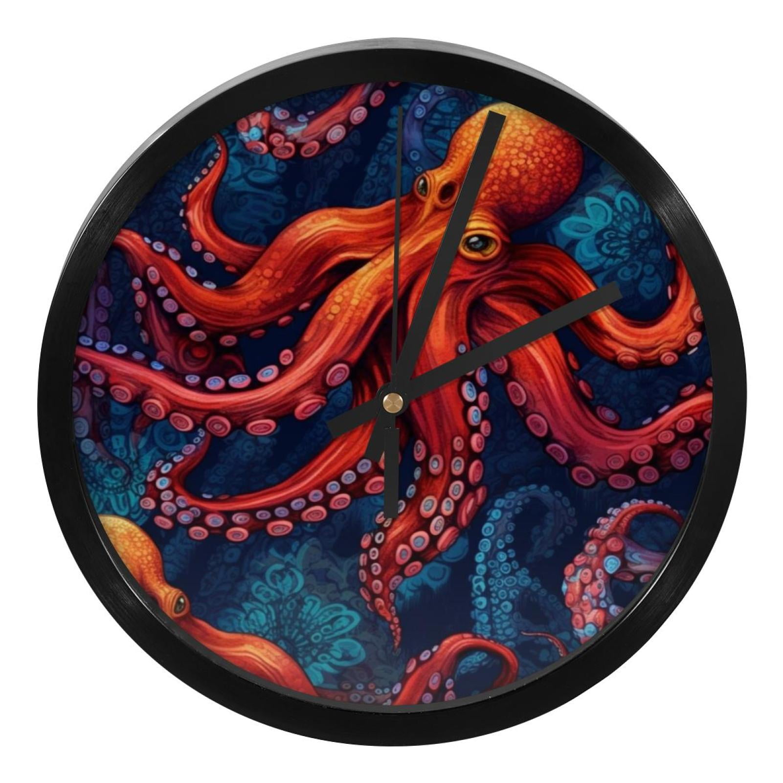 Octopus 9.8 Inch Silent Round Wall Clock - Battery Operated Digital ...