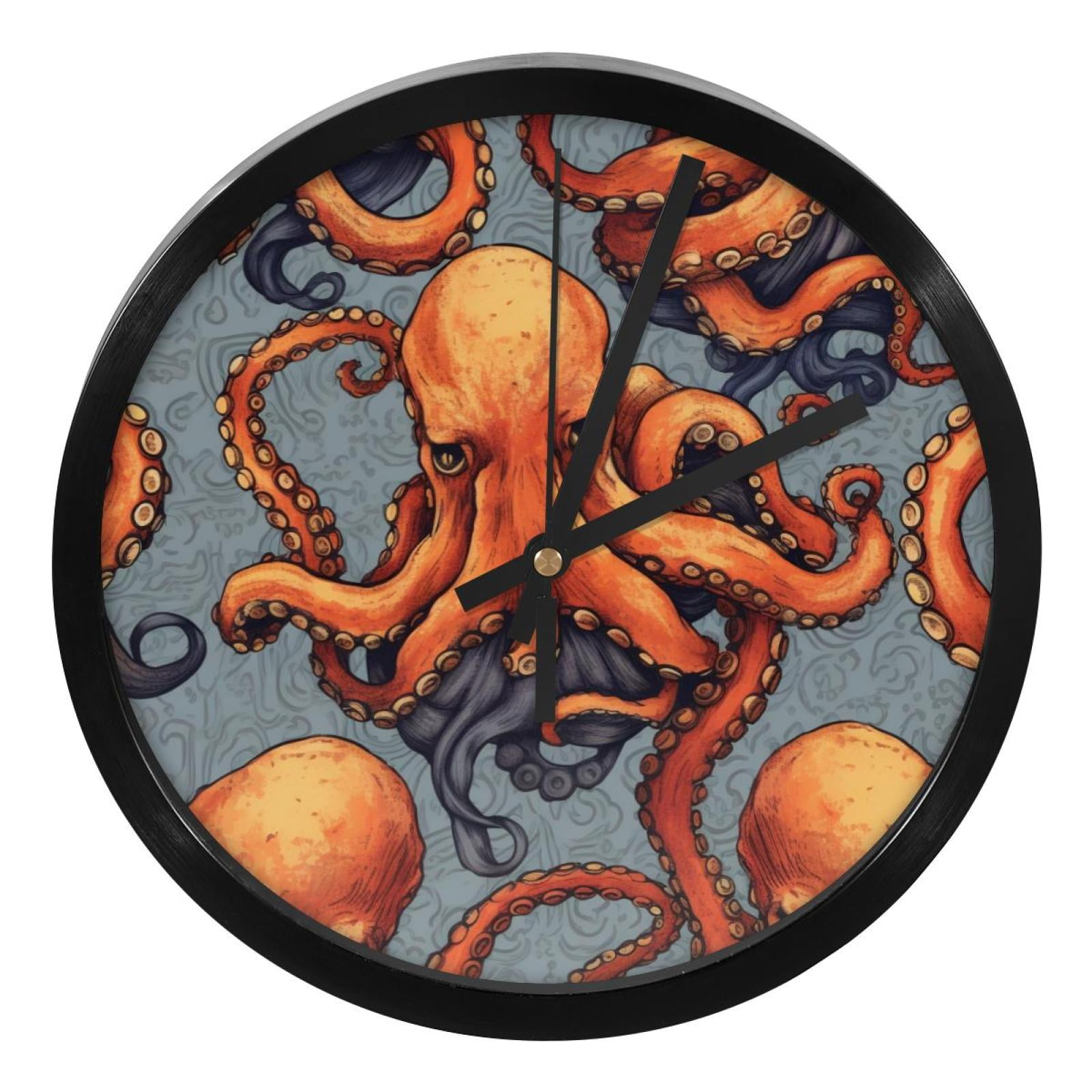 Octopus 9.8 Inch Silent Wall Clock, Round Digital Battery Operated ...