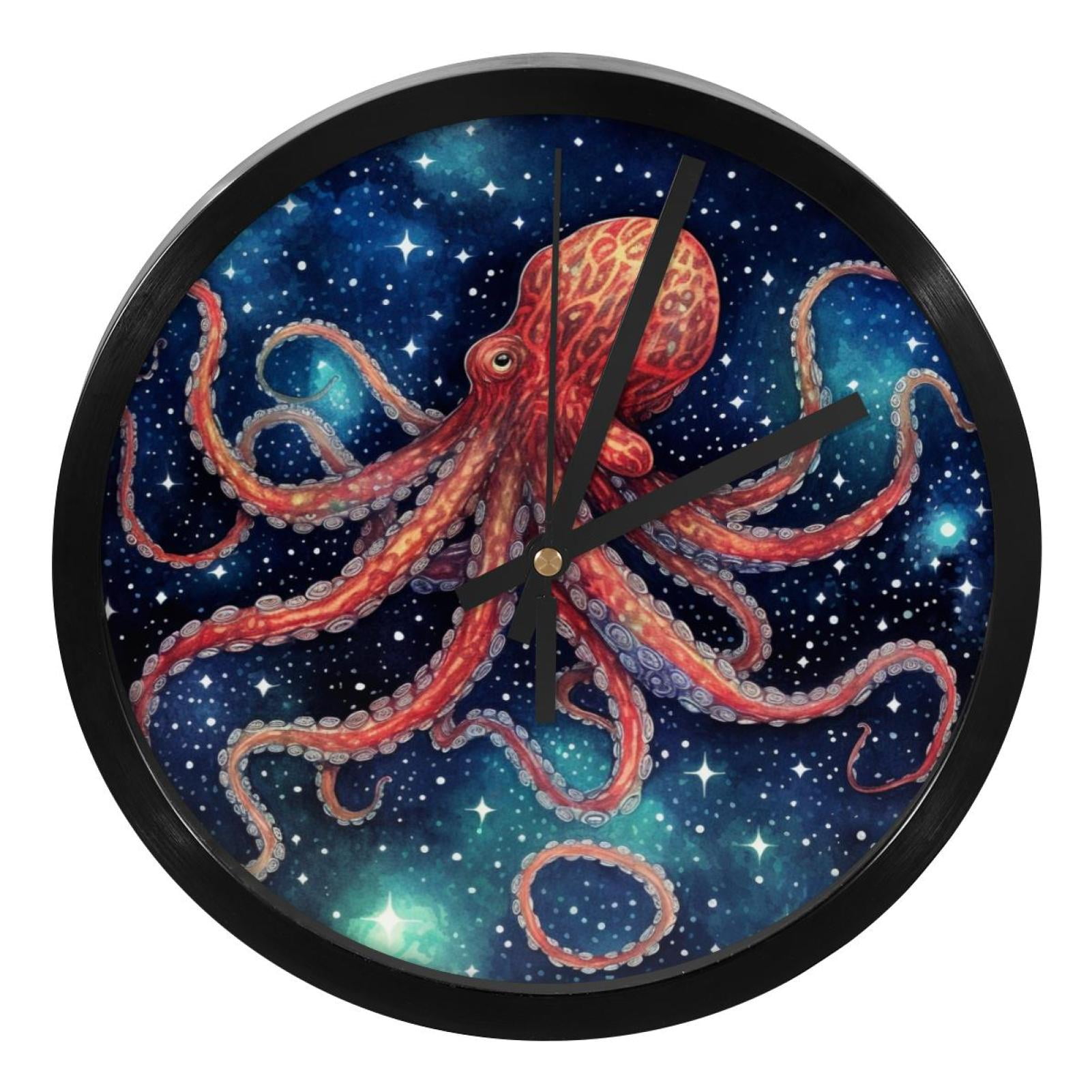 Octopus 9.8 Inches Wall Clock, Silent Non-Ticking Round Digital Clock ...