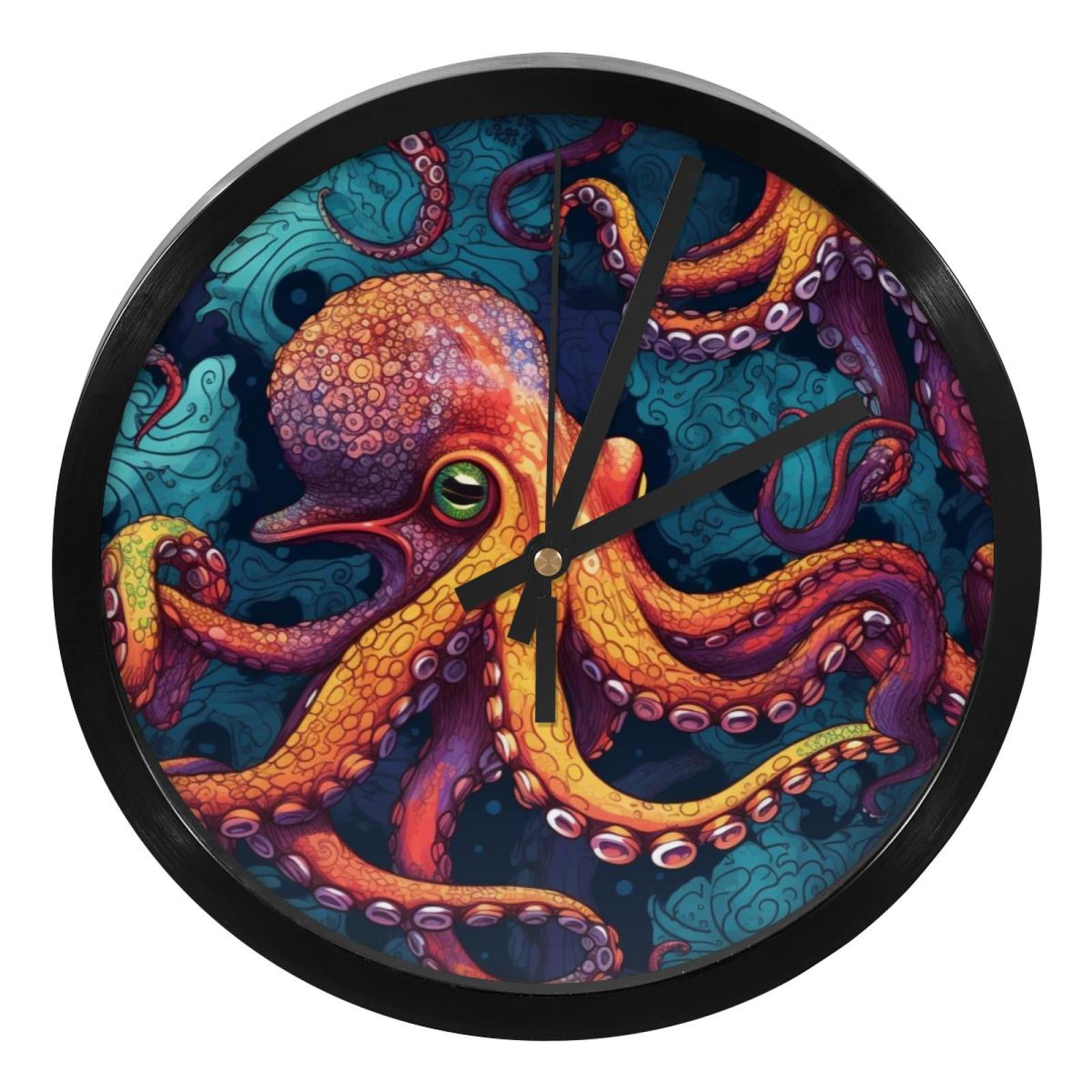 Octopus 9.8 Inches Wall Clock - Silent Round Digital Clock, Battery ...