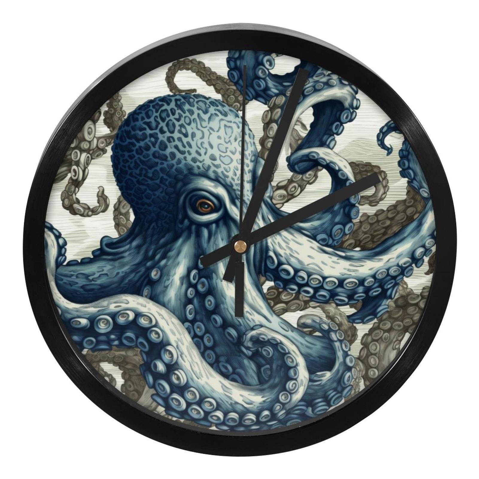 Octopus 9.8 Inches Wall Clock - Silent Round Digital Clock, Battery ...