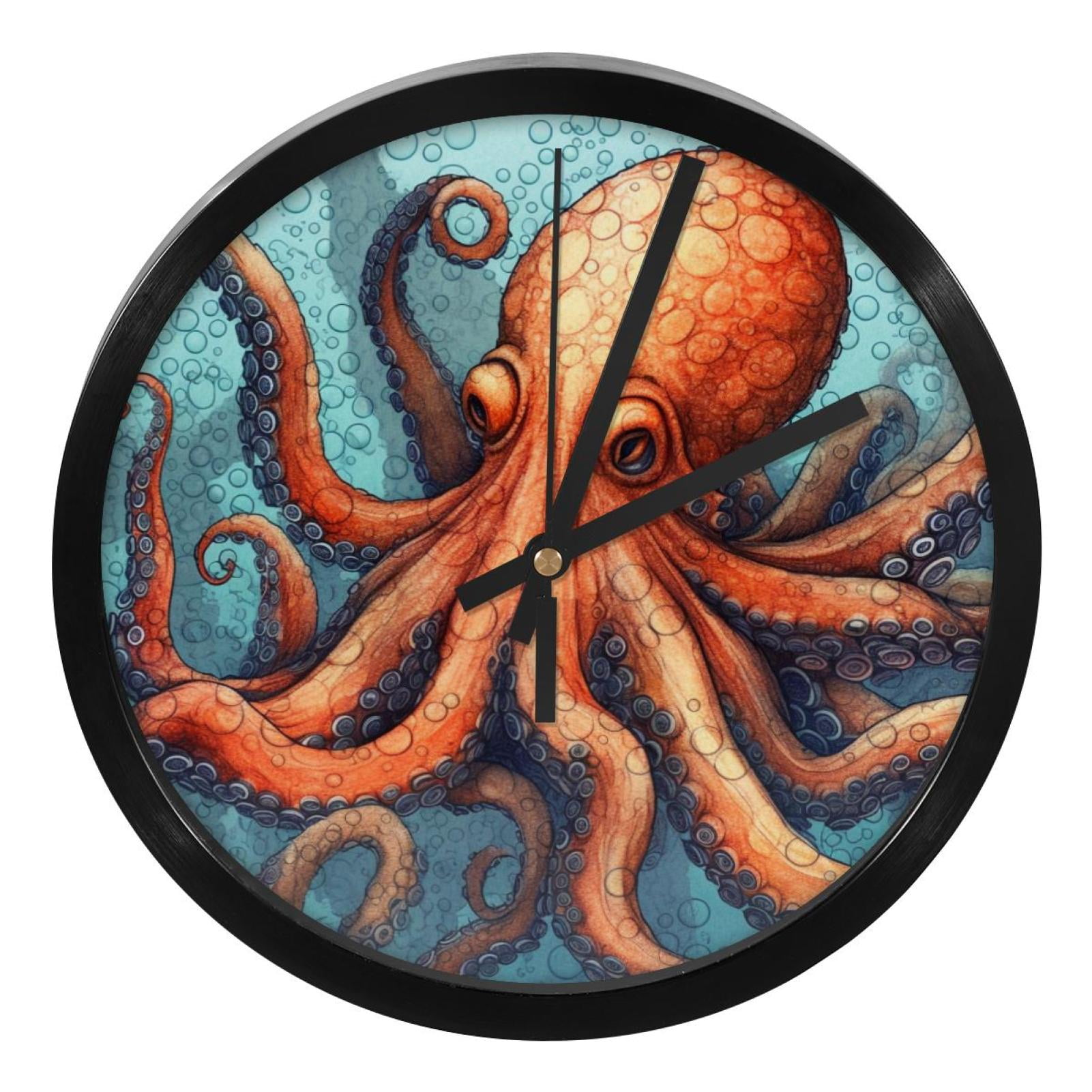 Octopus 9.8 Inches Wall Clock - Silent Round Digital Clock, Battery ...