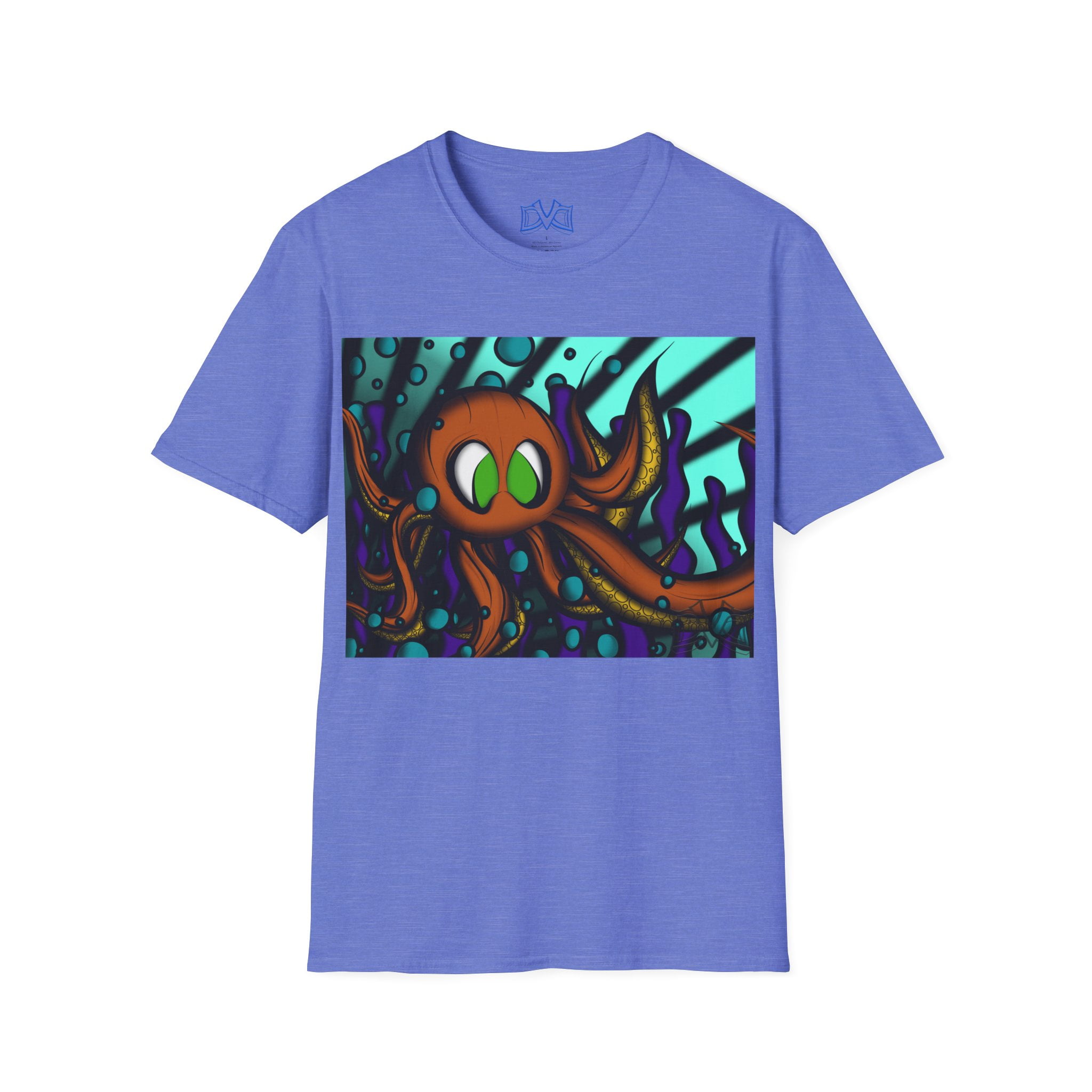 Octopus 9 tentacles, hand drawn art, skate & surf wear on a Unisex T ...