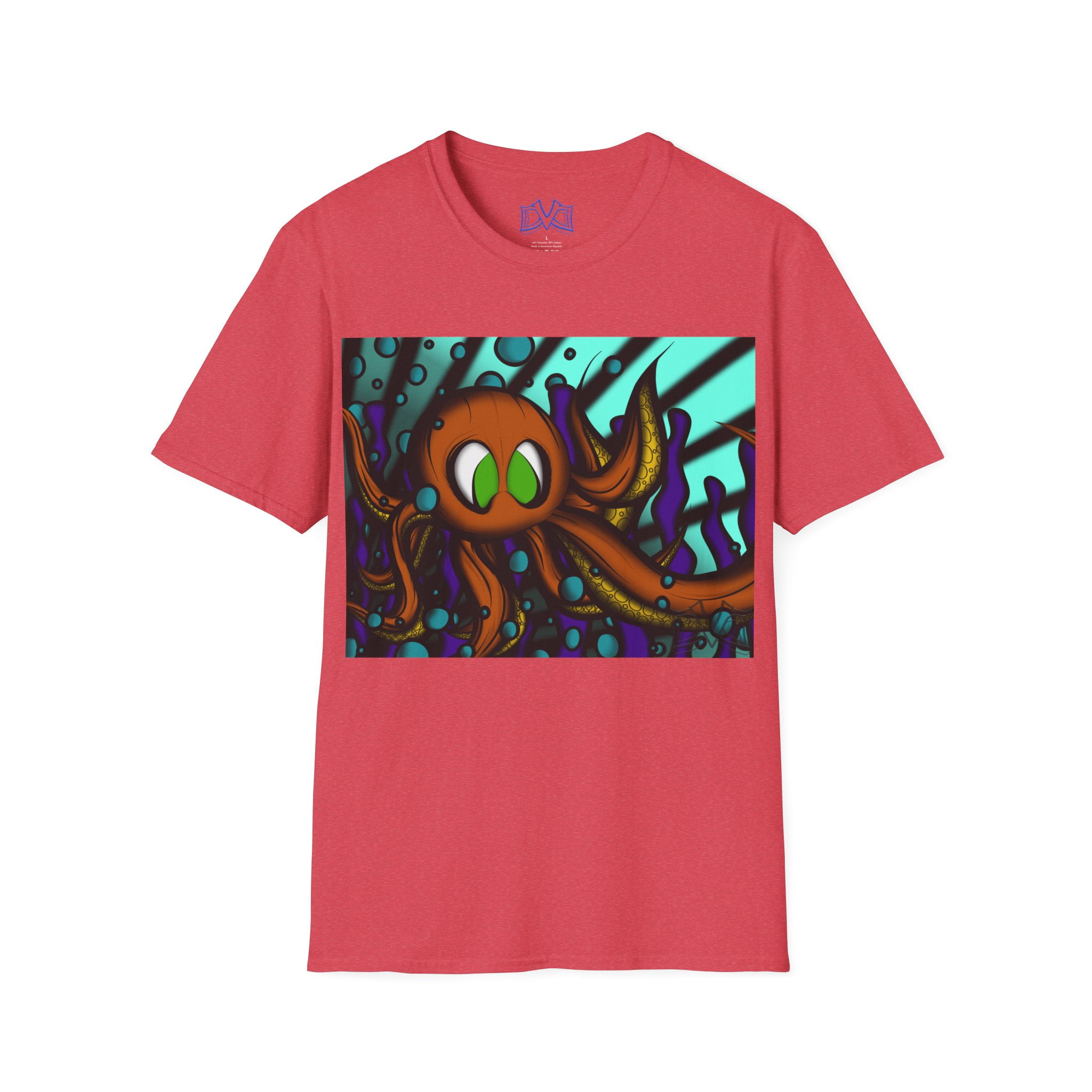 Octopus 9 tentacles, hand drawn art, skate & surf wear on a Unisex T Shirt. - Walmart.com