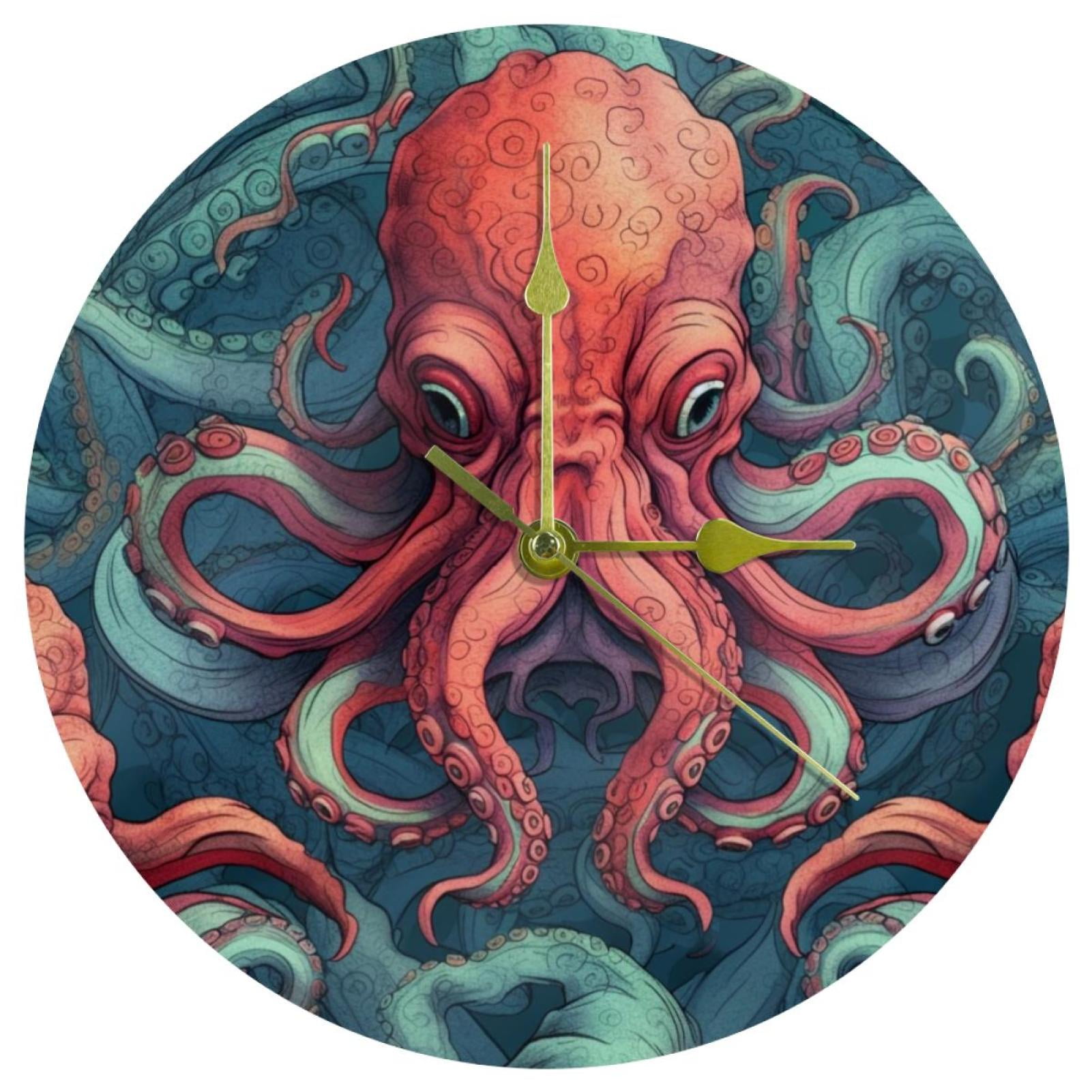 Octopus Acrylic Circular Wall Clock - Elegant Timepiece for Home Decor ...