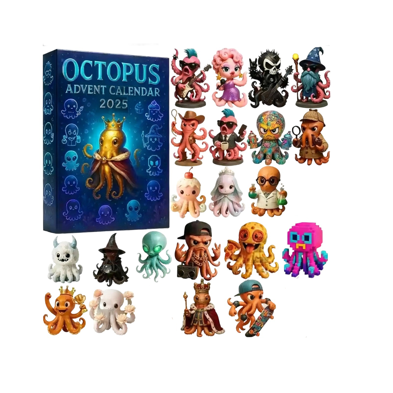 Octopus Advent Calendar 2025 – 24 Days of 2D Acrylic Mini Octopus ...