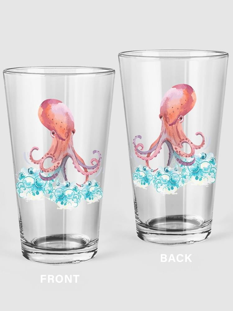Octopus And Bubbles Pint Glass -SPIdeals Designs, 16 oz Transparent ...