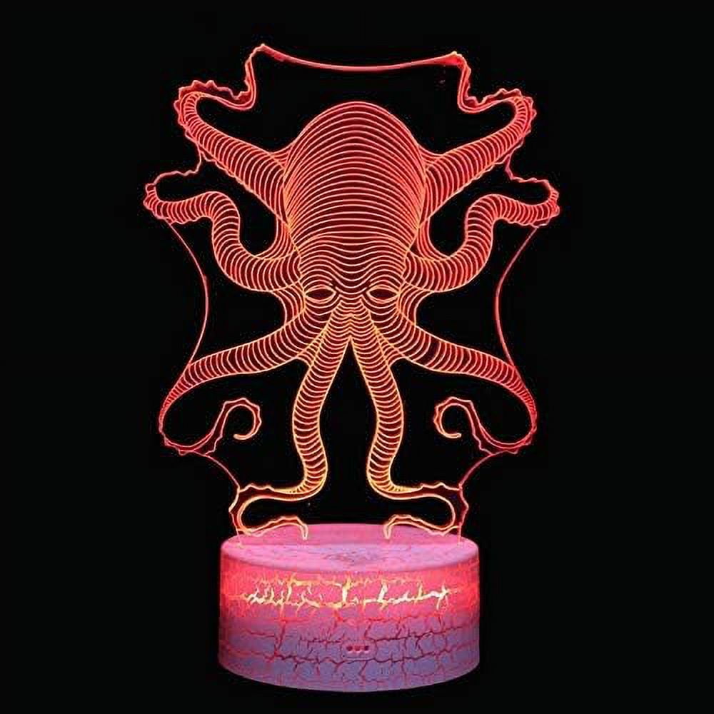 Octopus Animal Toys 3D Illusion Night Light Smart Touch Lamp, Creative ...