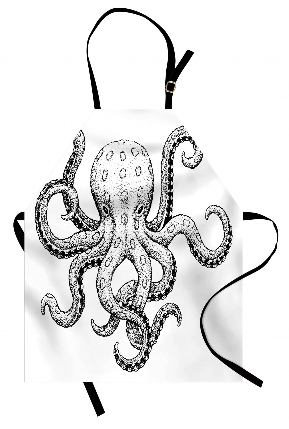Octopus Apron Classic Drawn Ink Illustration Wild Marine Animal with ...