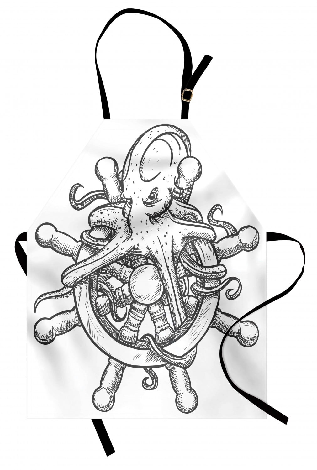 Octopus Apron Dangerous Octopus on Helm of Sailing Ship with Tentacles ...