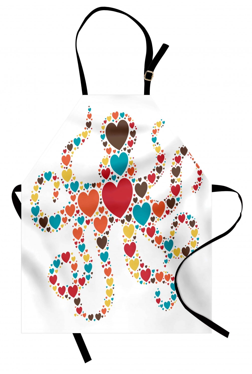 Octopus Apron Sea Animal Shape with Big and Little Colorful Hearts Love ...
