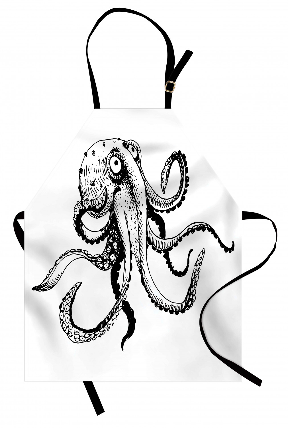 Octopus Apron Smiling Shy Octopus Posing Restaurant Comic Fun Doodle ...