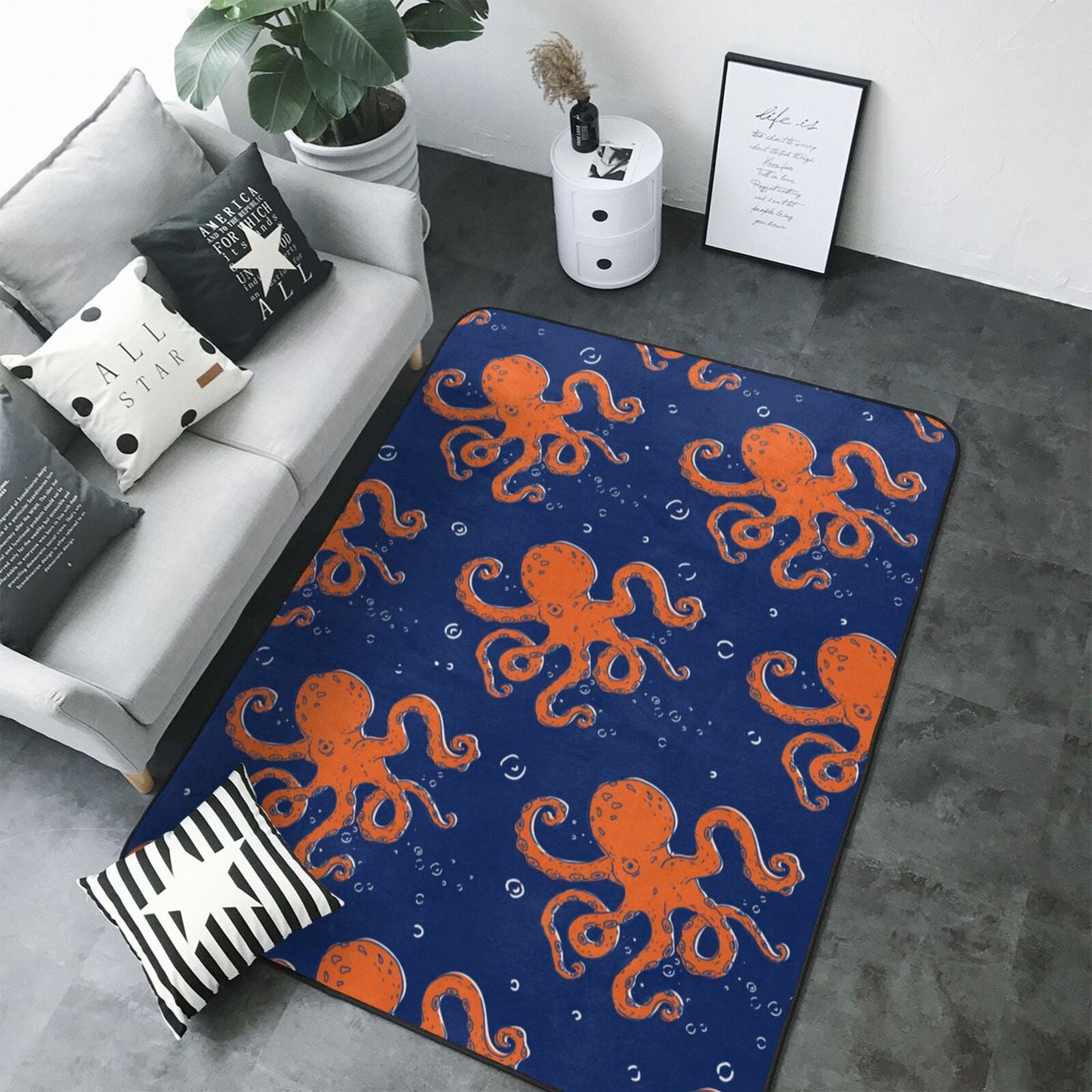 Octopus Area Rugs for Living Room Bedroom, 5x7 Soft Throw Washable Rug ...