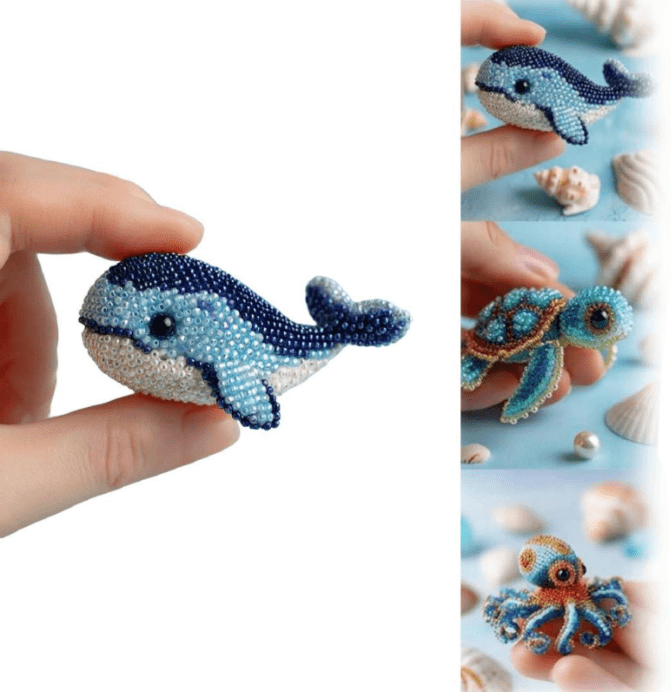 Octopus Bead Embroidery Kit, Beginner-Friendly Sea Creature Beaded ...