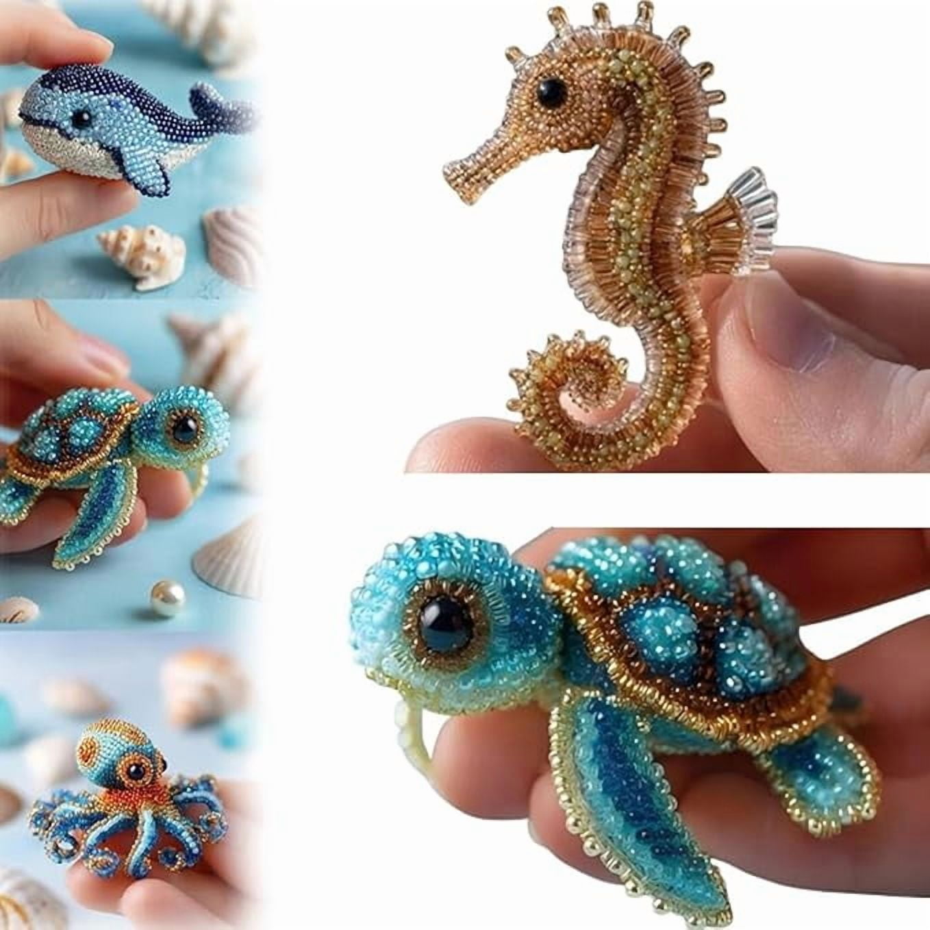 Octopus Bead Embroidery Kit, Beginner-Friendly Sea Creature Beaded ...