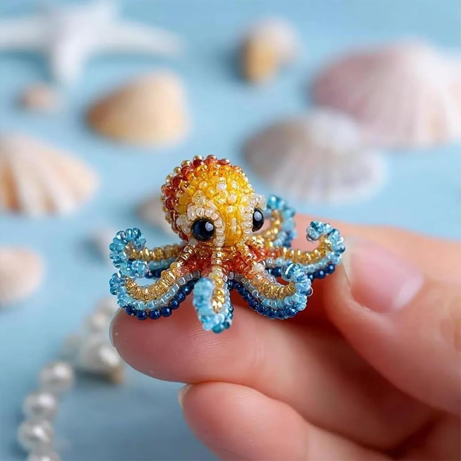Octopus Bead Embroidery Kit, Beginner-Friendly Sea Creature Beaded ...