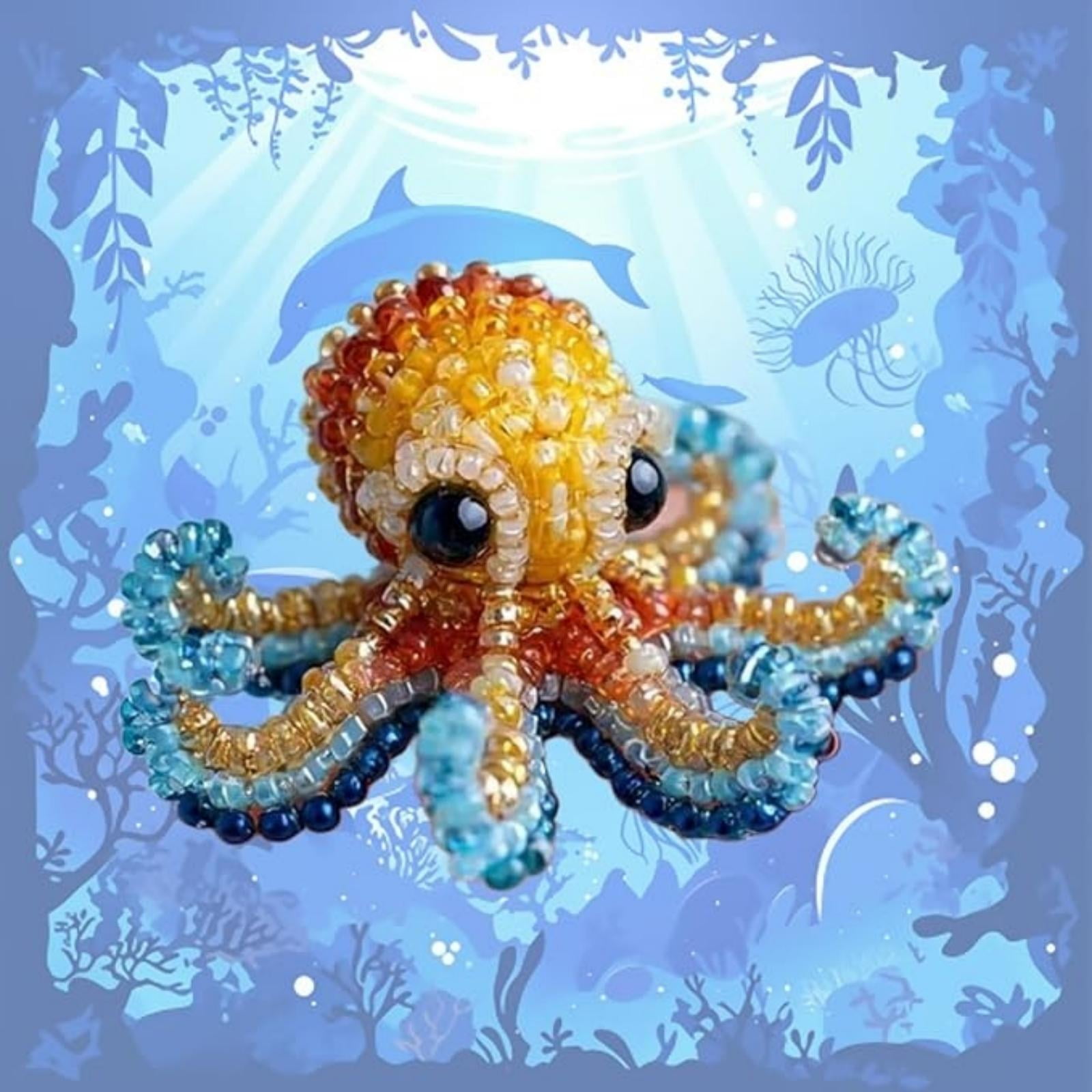 Octopus Bead Embroidery Kit, Ocean Animals Three-Dimensional Starter ...