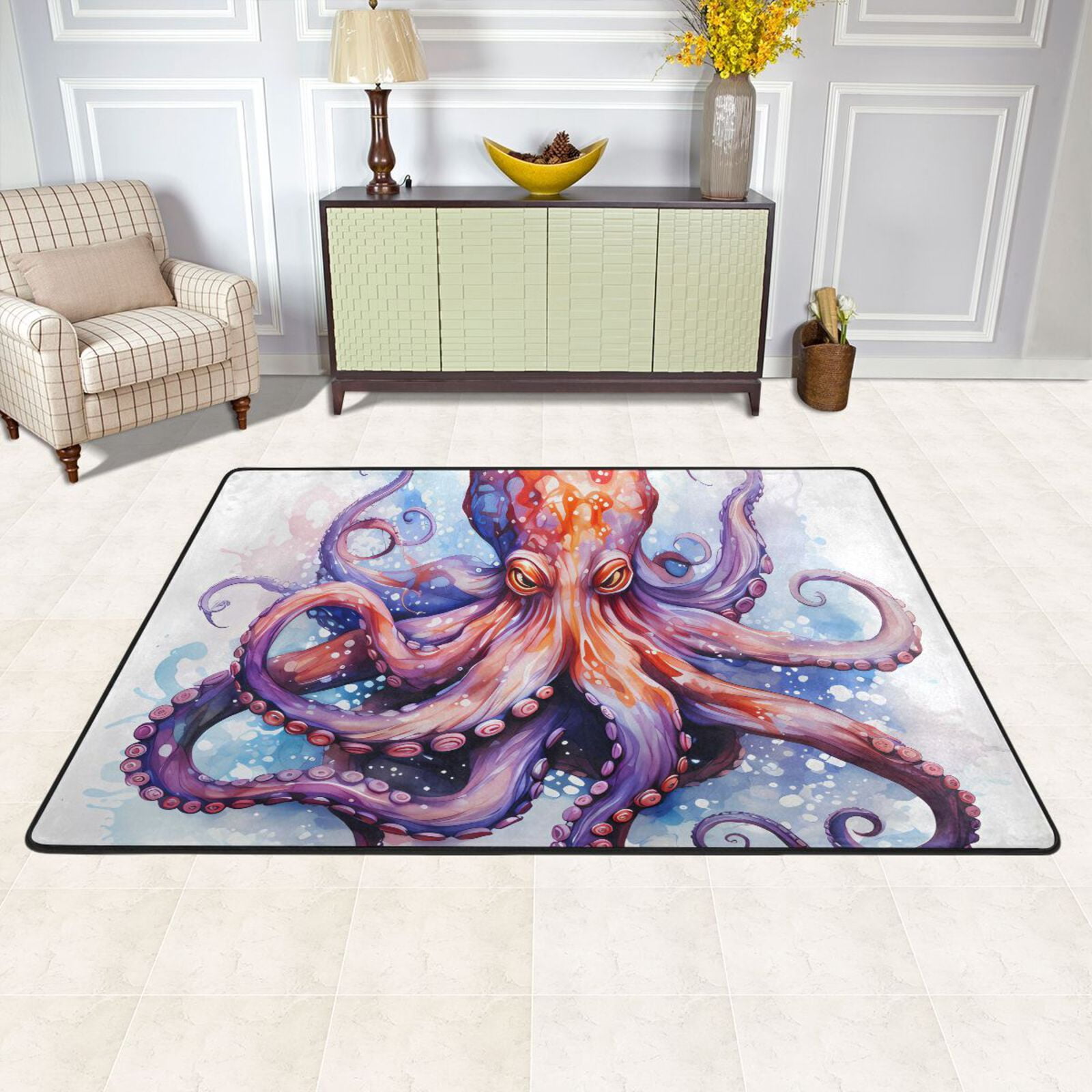 Octopus Beast Area Rug Washable 72 x 48 Floor Carpet Mat Non Slip for ...