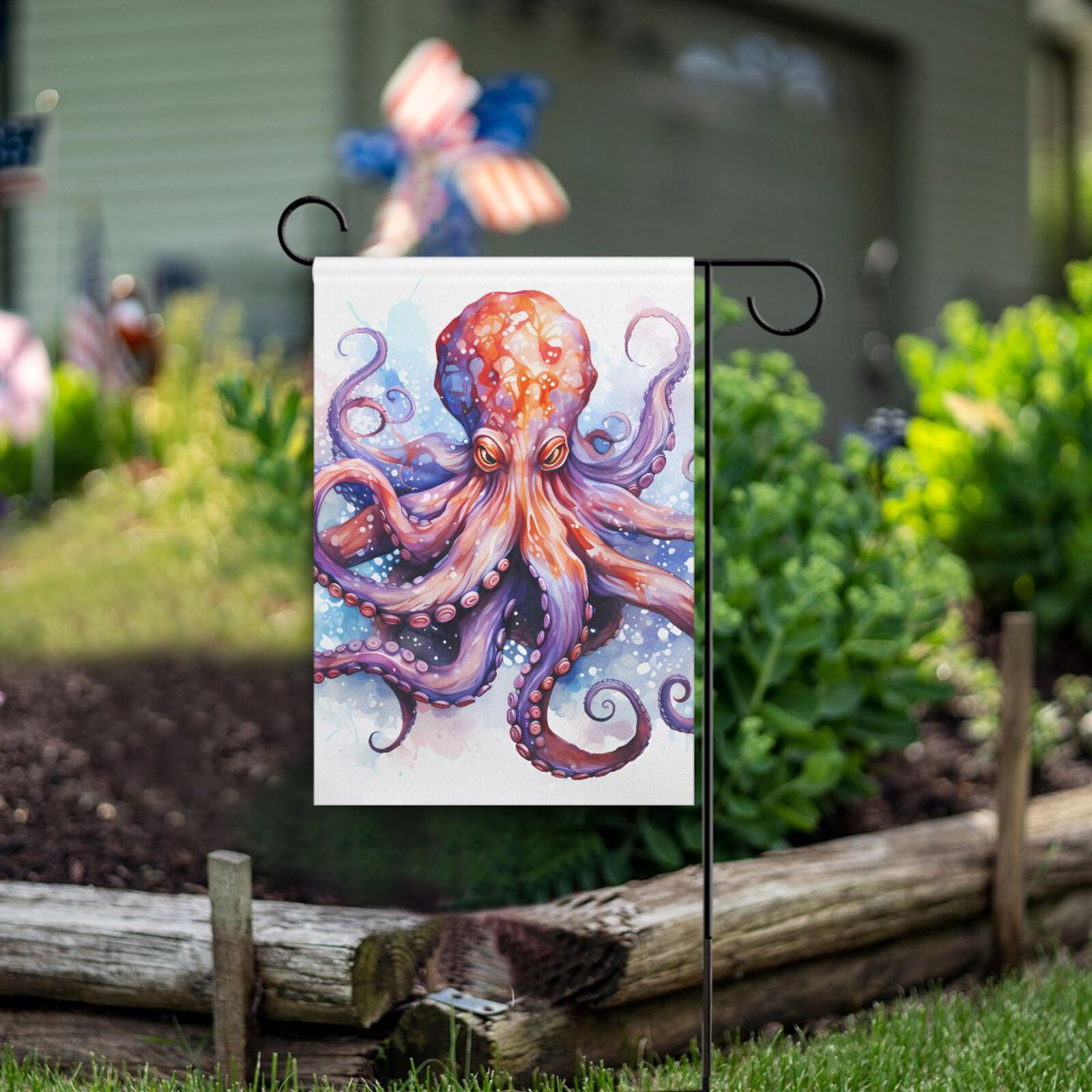 Octopus Beast Garden Flag Double Sided Outdoor Banners for Courtyard ...