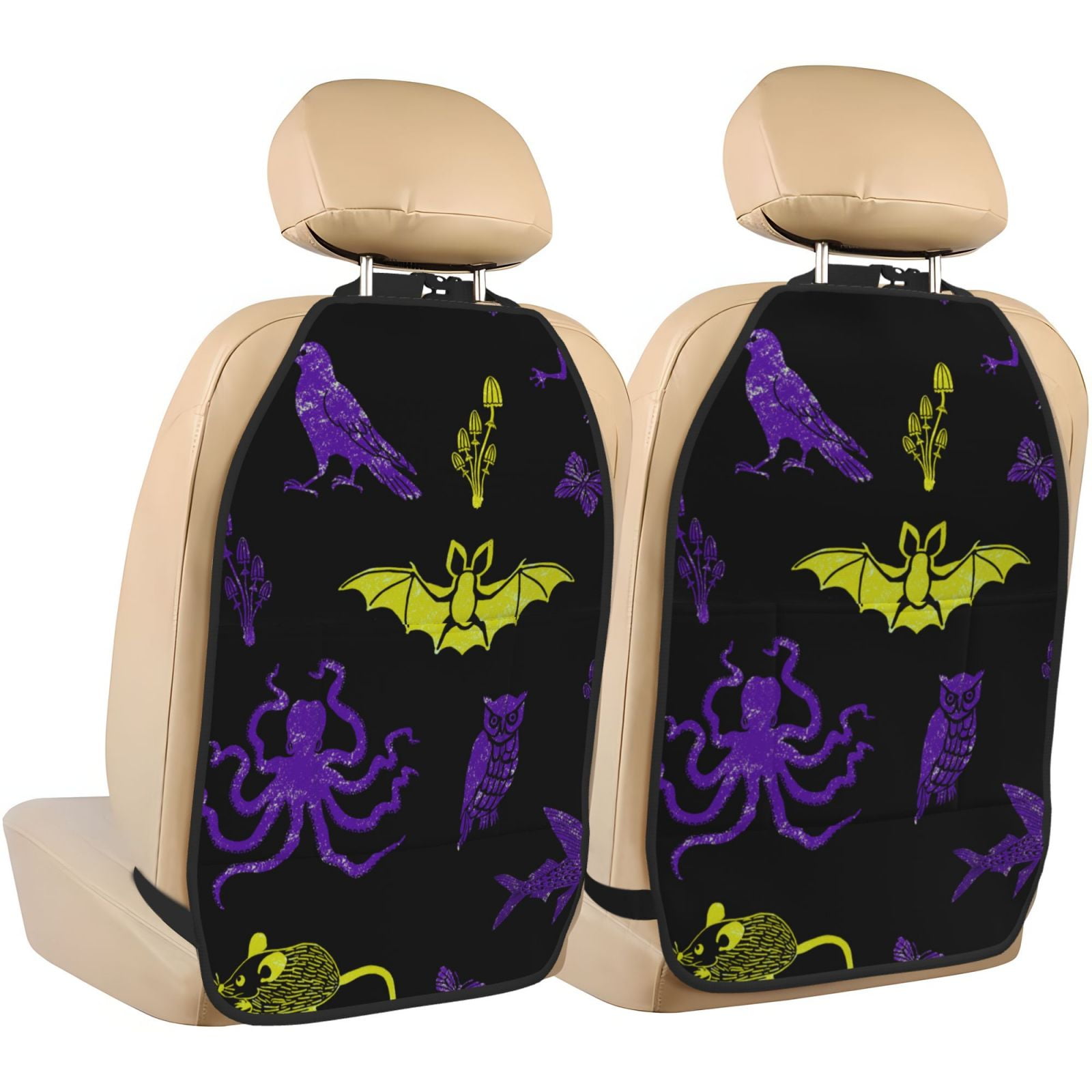 Octopus Bird Owl Flying Fish Snake Backseat Car Organizer, 2 Pack Kick ...