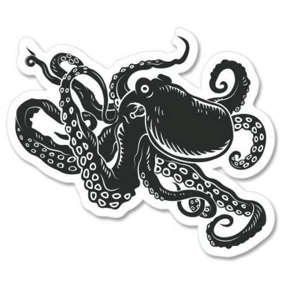Octopus Black Car Sticker Phone Decal Water Bottle Stickers Car Decals ...