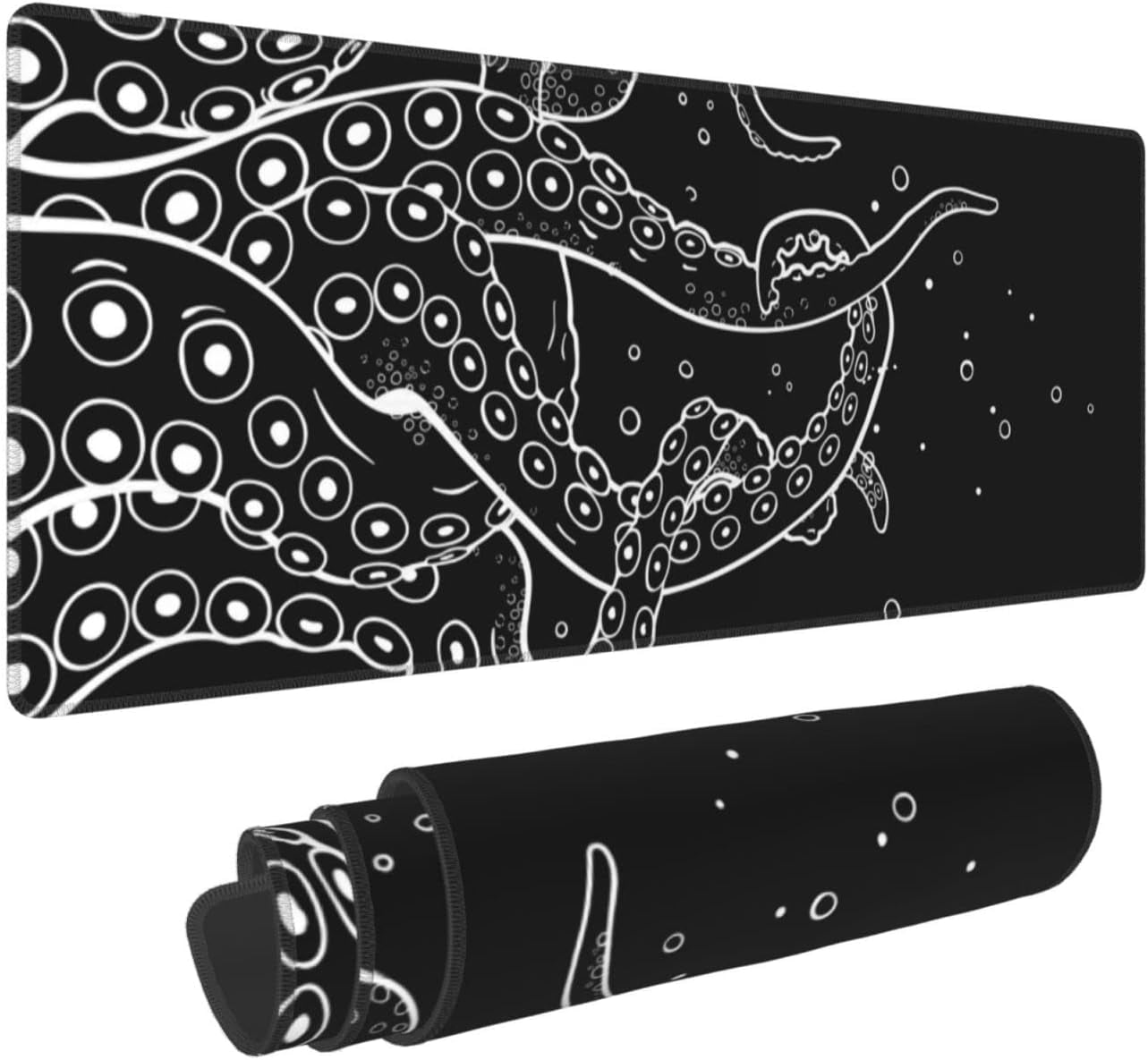 Octopus Black White XXL XL Large Gaming Mouse Pad for Desk, Non-Slip ...