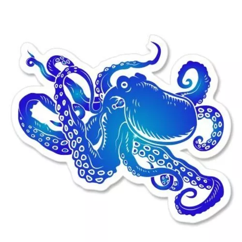 Octopus Blue Car Sticker Phone Decal Water Bottle Stickers Car Decals ...
