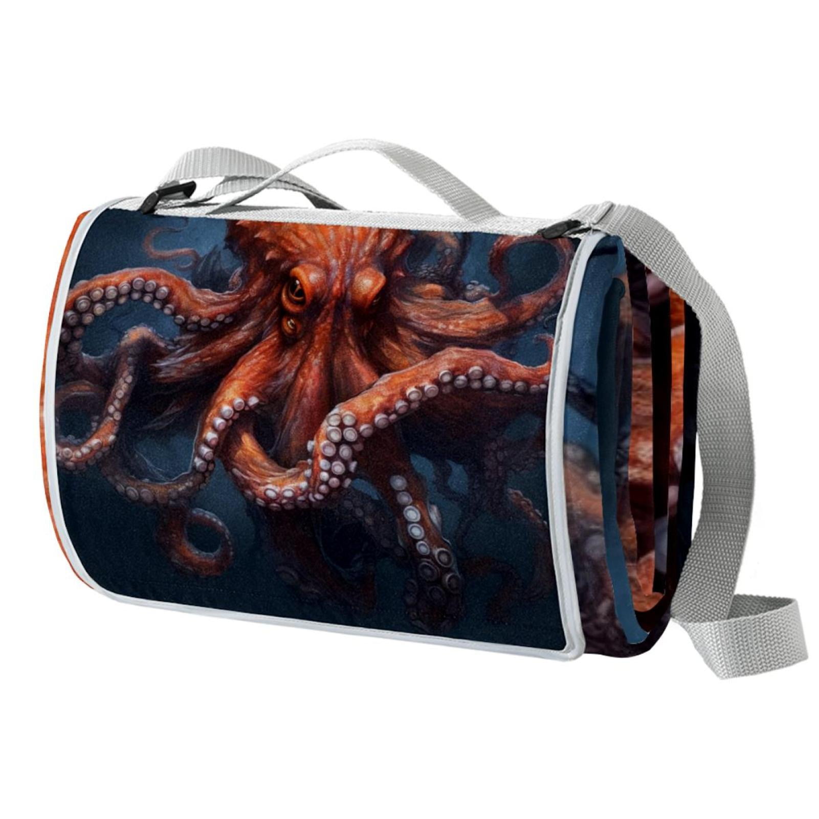 Octopus Canvas Picnic Blanket Outdoor Waterproof Mat with Carry Handle ...