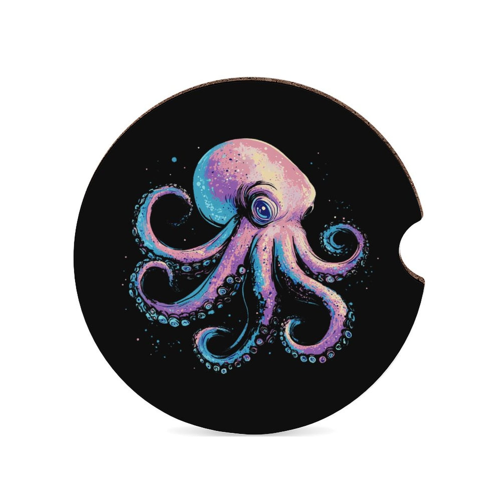 Octopus Car Coasters for Drinks with A Finger Notch for Easy Removal ...