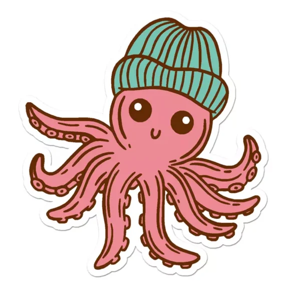 Octopus Cartoon Cap Sticker Phone Decal Water Bottle Stickers Car ...
