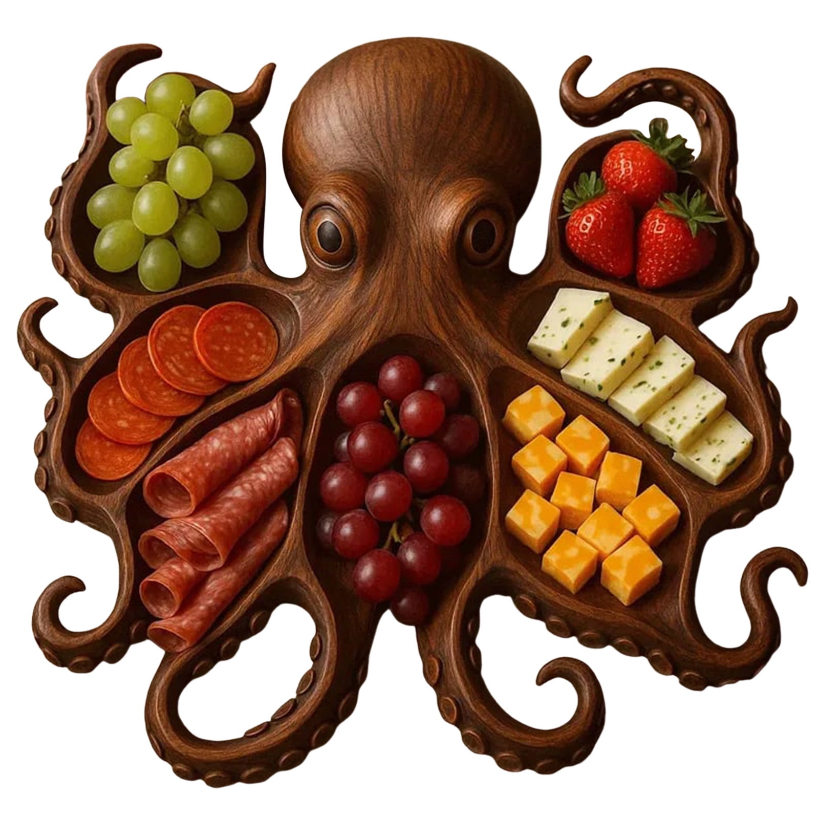 Octopus Charcuterie Board, Wood Serving Board, Novelty Unique Serving ...