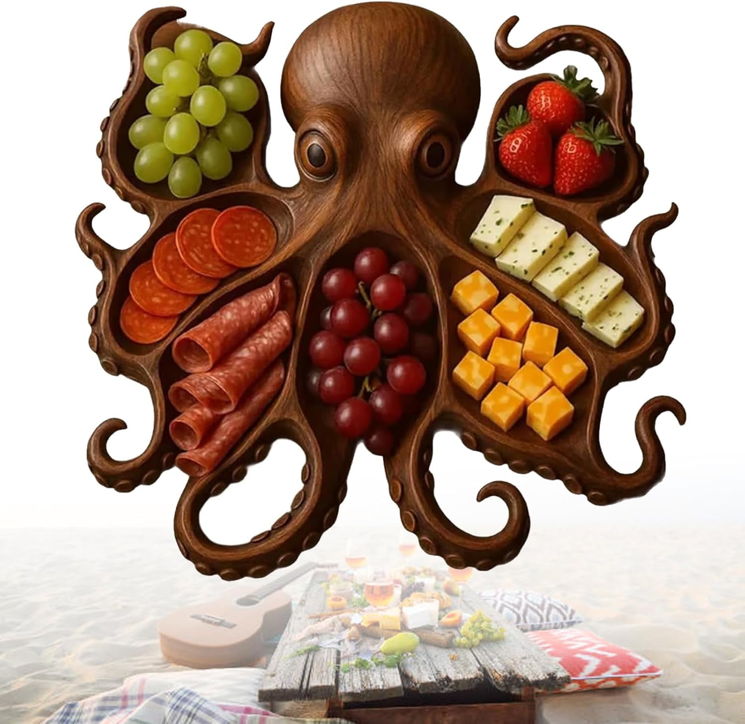 Octopus Charcuterie Platter, Handcrafted Ocean Theme Cheese & Meat ...