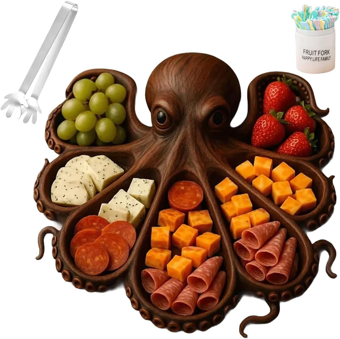 Octopus Charcuterie Platter, Ocean Themed Board, Kraken Design Wood ...