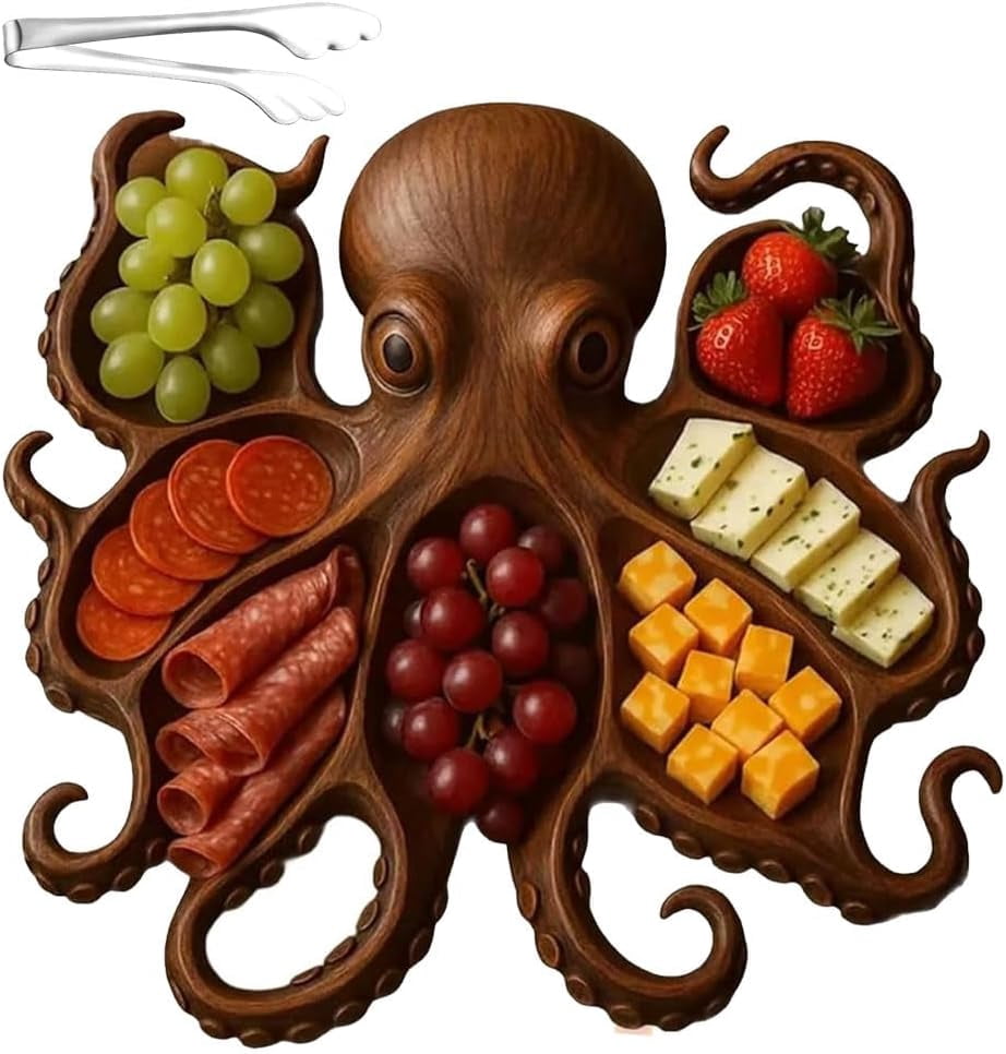 Octopus Charcuterie Platter, Ocean Themed Cheese Bread Board, Novelty ...