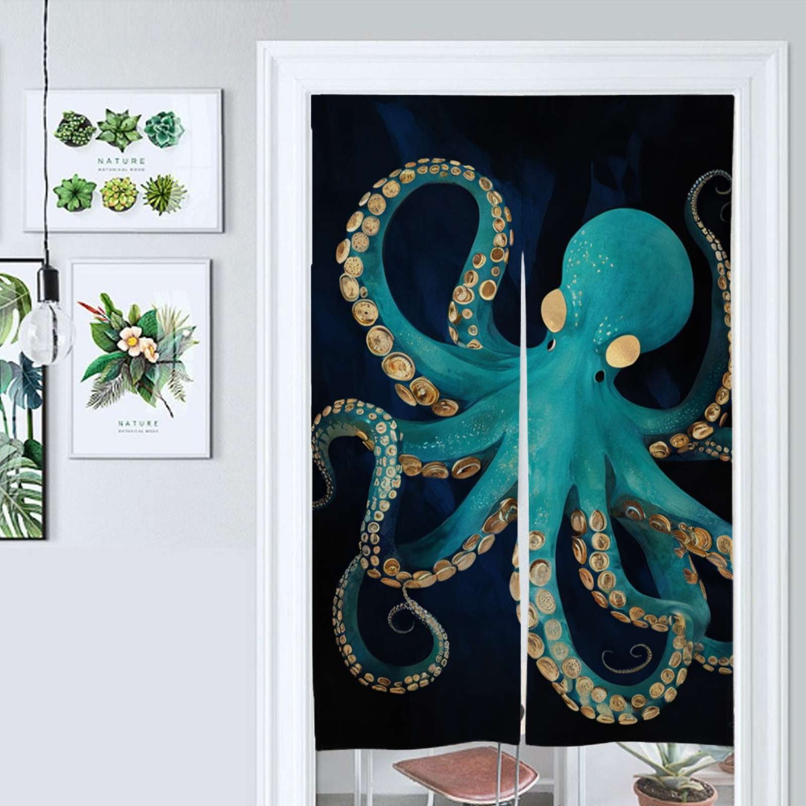 Octopus Coin Art Print Door Curtain Nordic Living Room DoorCurtain ...
