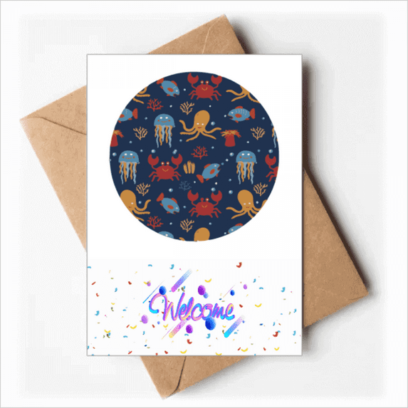 Octopus Colorful Marine Life Pattern Welcome Back Greeting Cards ...