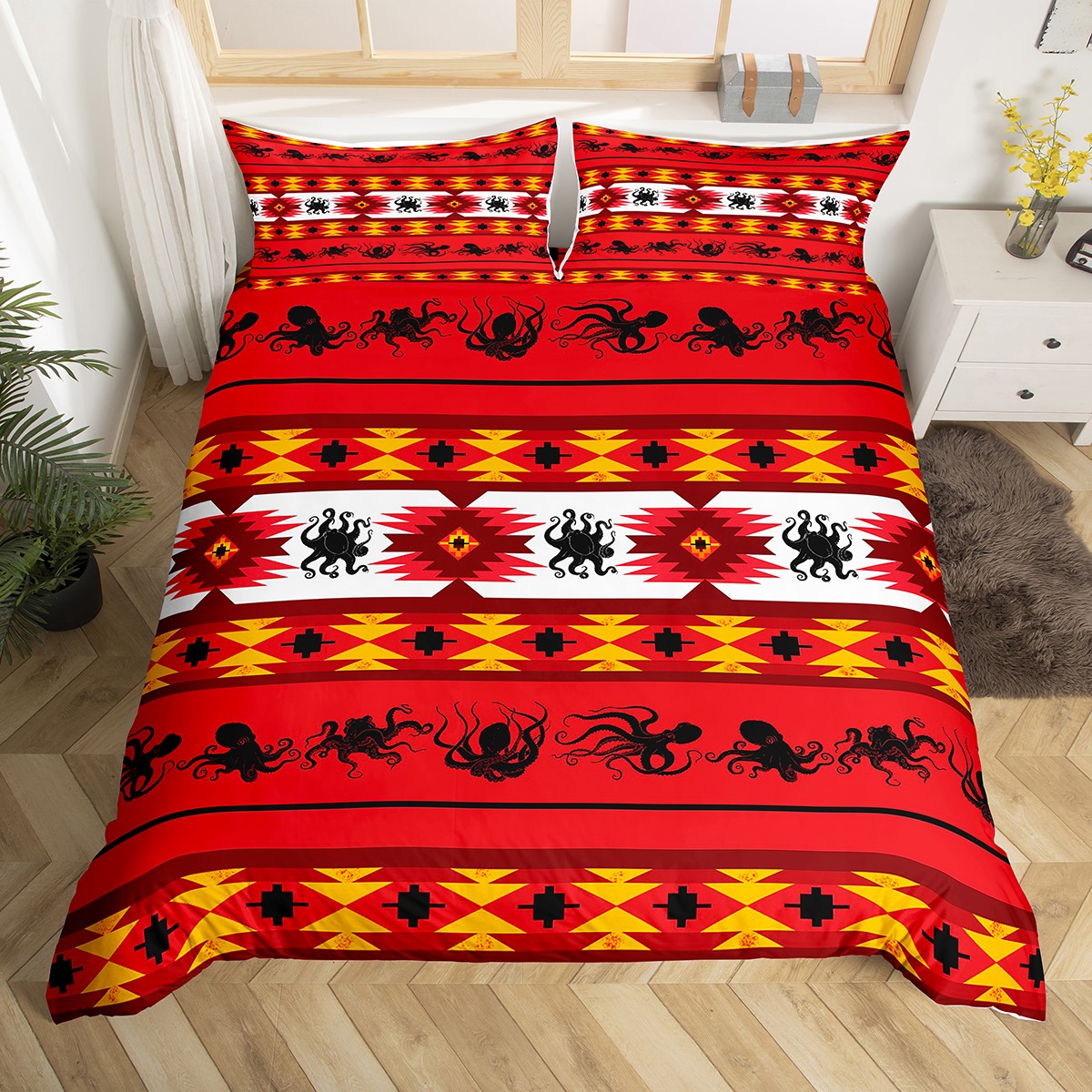 Octopus Comforter Cover Ethnic Tribe Arrow Aztec Duvet Cover for Kids ...