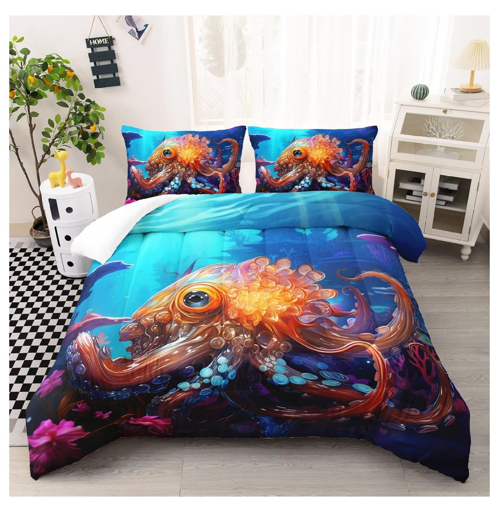 Octopus Comforter - Underwater Themed Bedding for Teen Boys Girls Kids ...