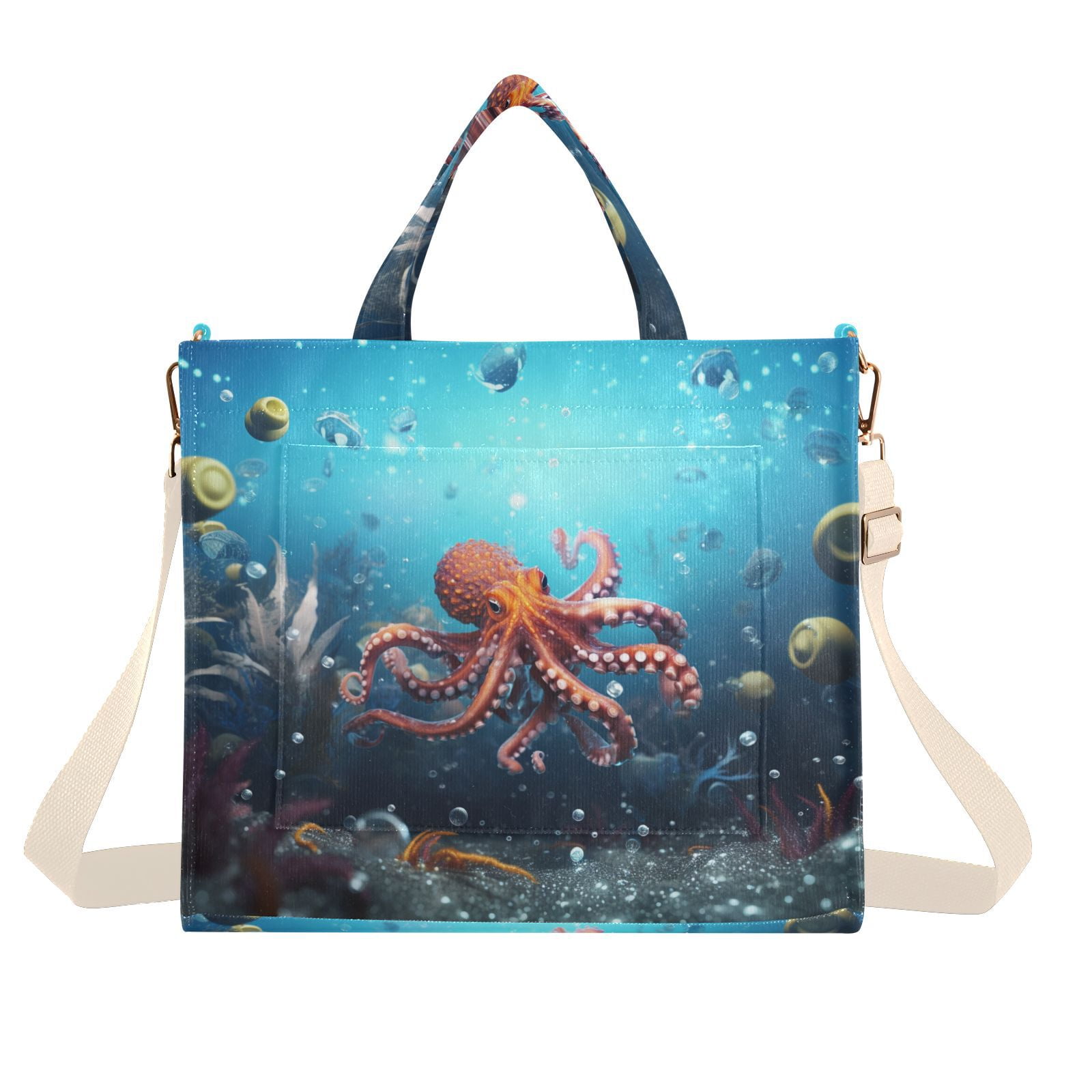 Octopus Conches Shells Corduroy Tote Bag Handbag Large Messenger Bag ...