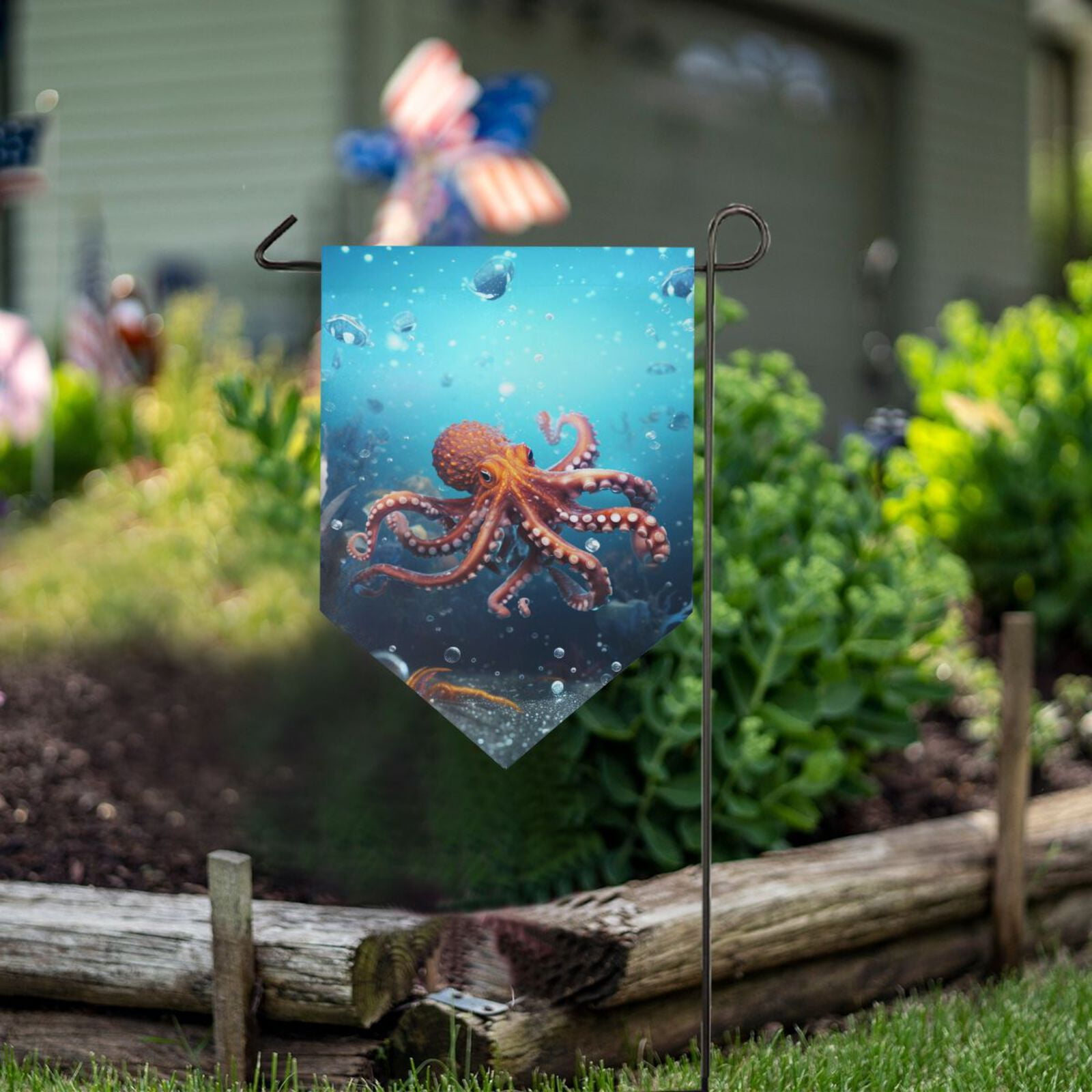 Octopus Conches Shells Garden Flag 18" x 12.5" Double Sided Yard Lawn ...