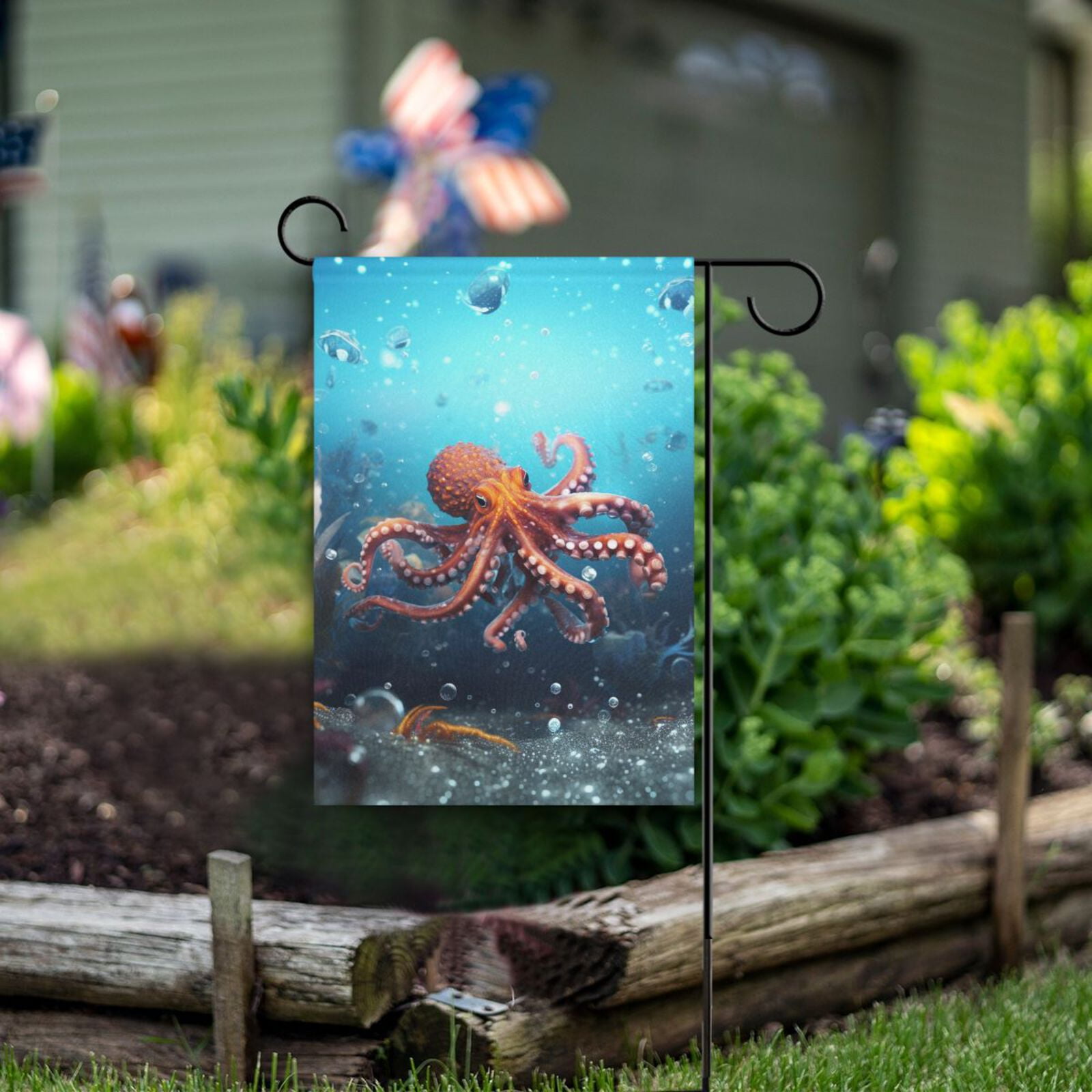 Octopus Conches Shells Garden Flag Double Sided Outdoor Banners for ...