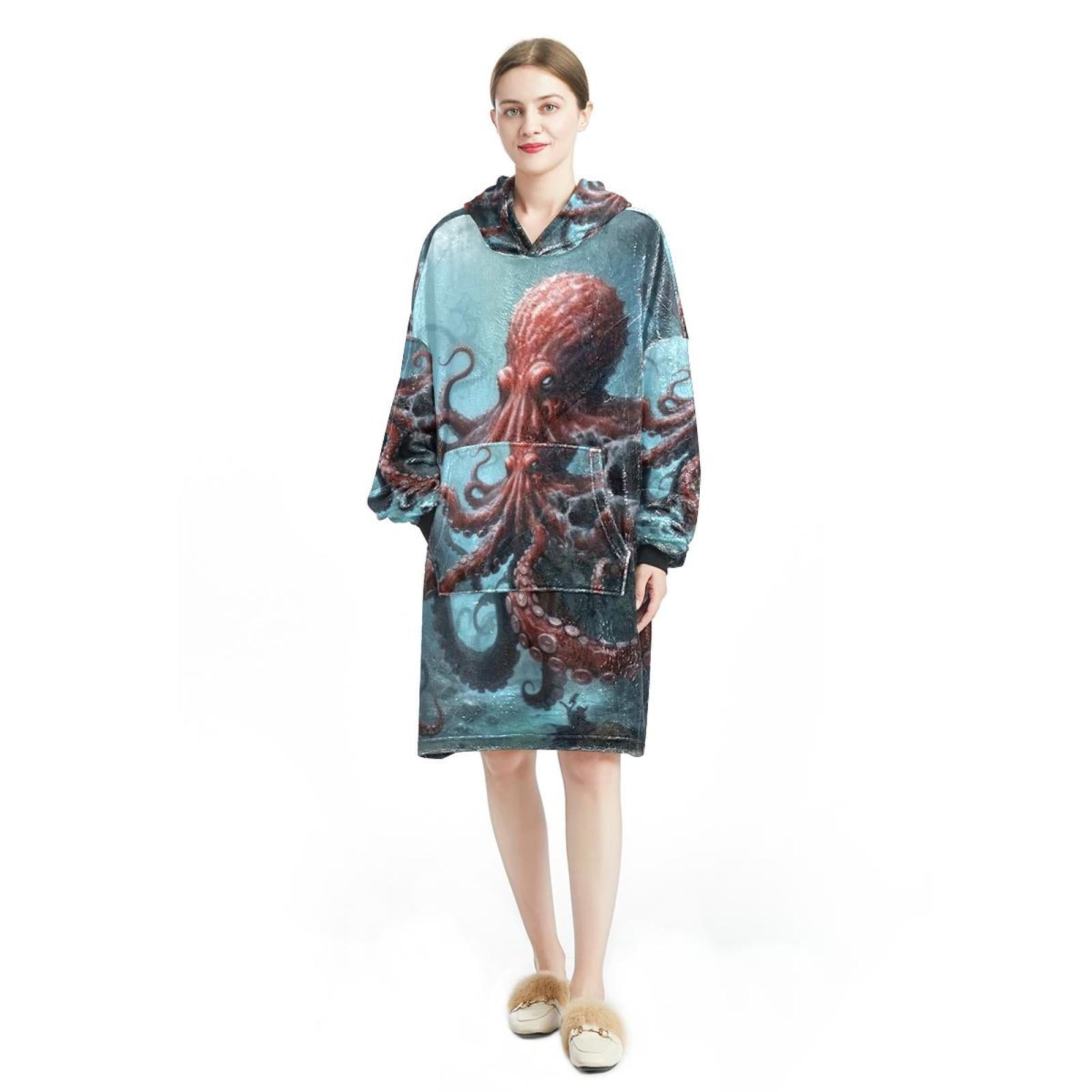 Octopus Cozy Microfiber Polyester Wearable Blanket for Relaxation and ...