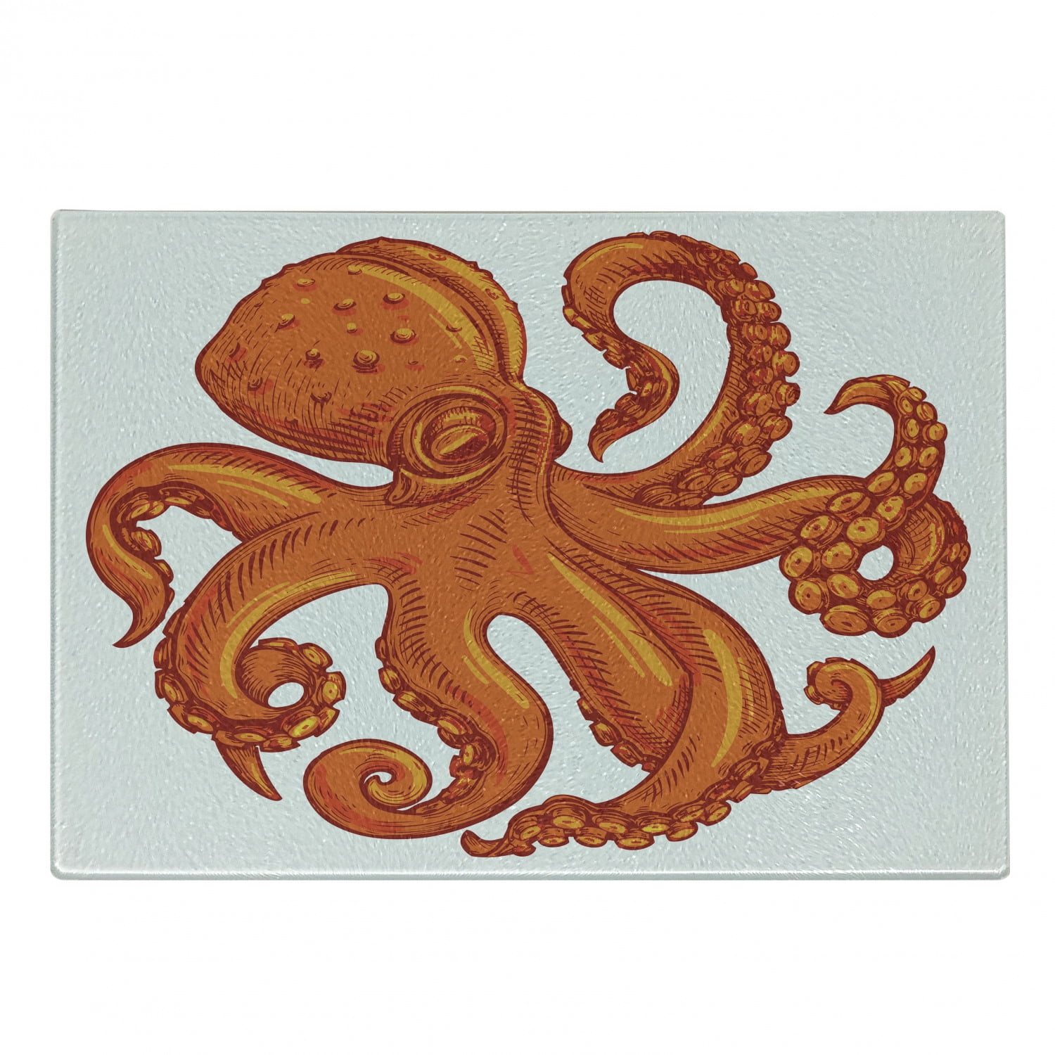 Octopus Cutting Board, Octopus Pattern Illustration Underwater World ...