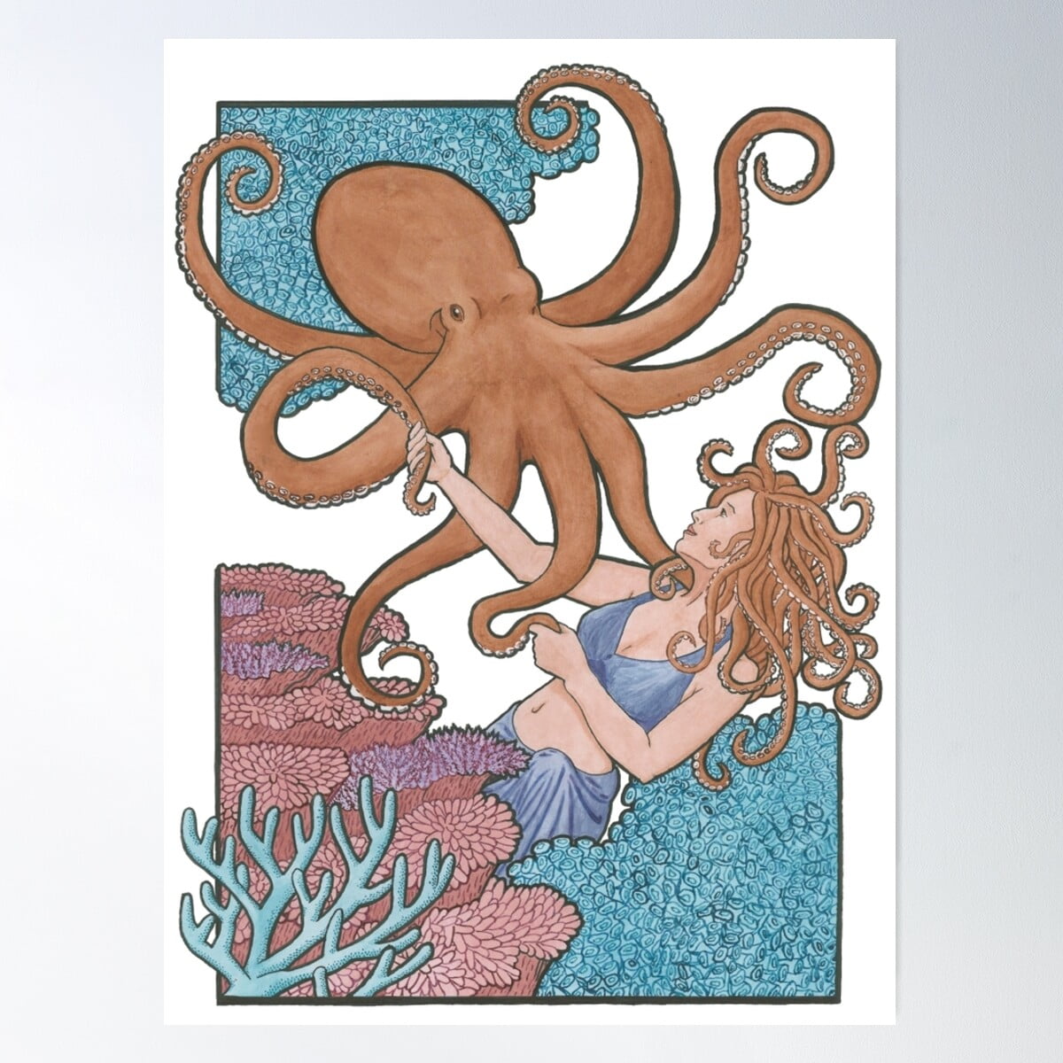 Octopus Dance Poster Wall Art, Modern Wall Decor For Living Room ...