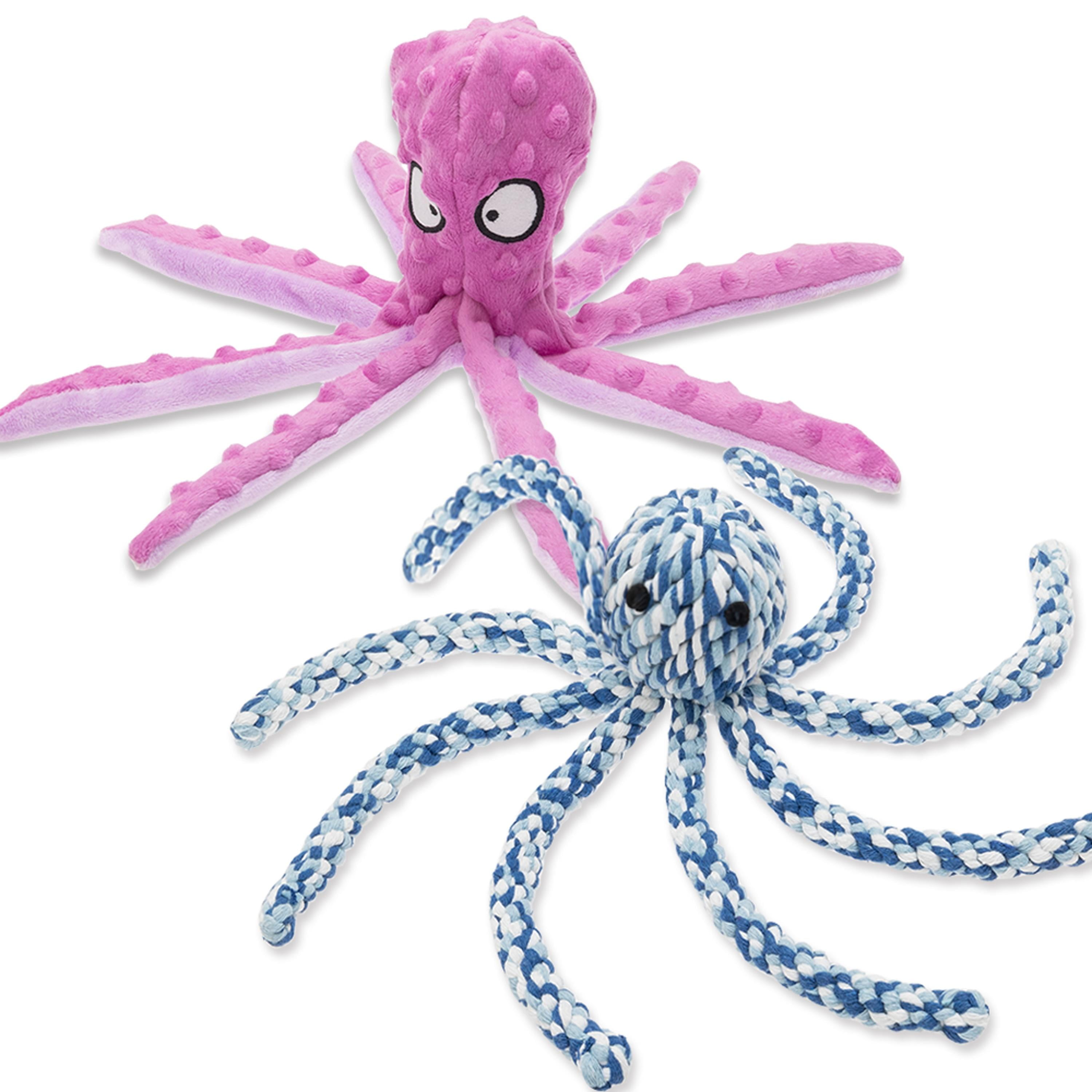 Octopus Dog Chew Toy Rope & Dog Squeaky Toy - Interactive Dog Toys Set ...