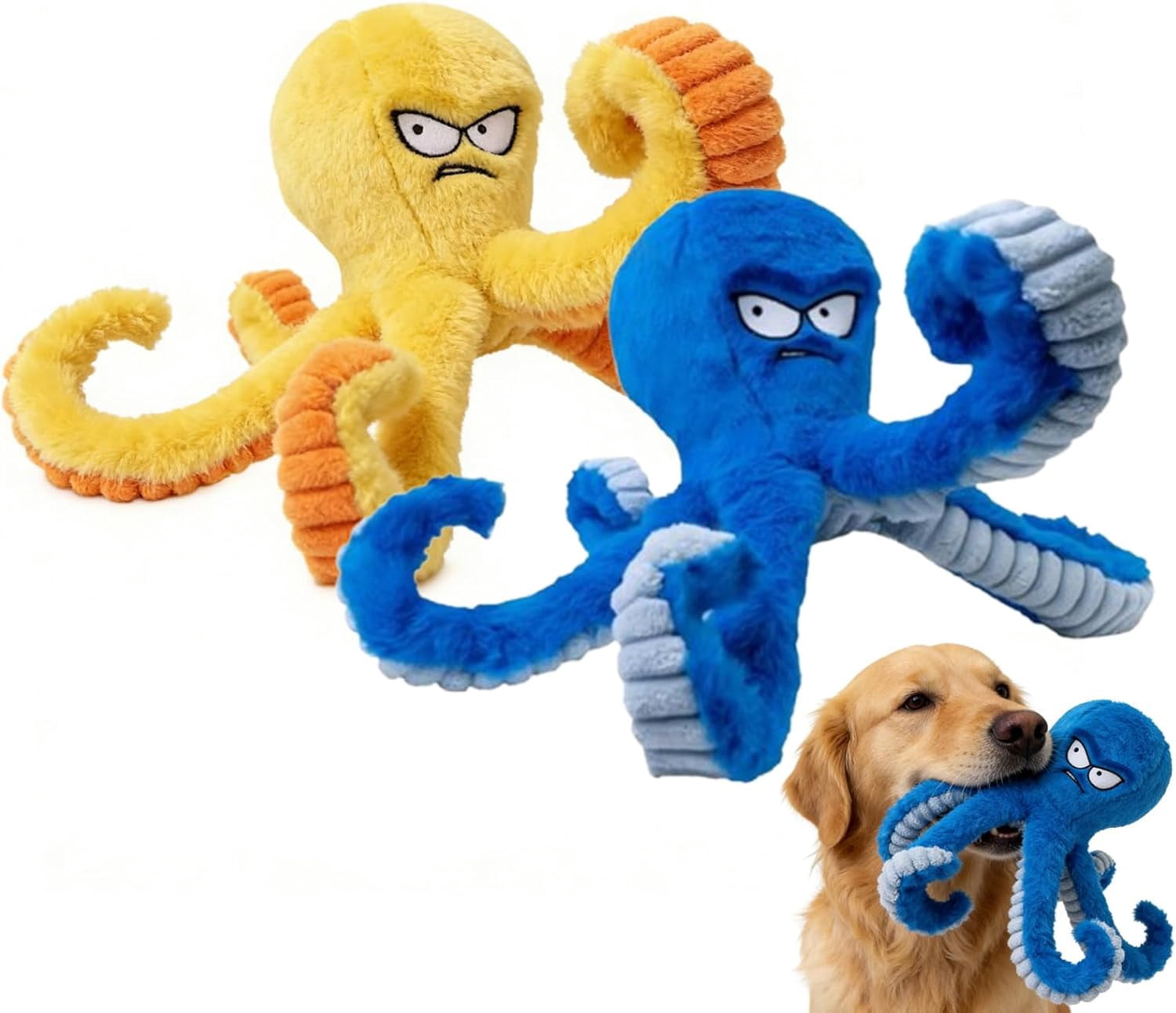 Octopus Dog Toy,Angry Octopus Dog Toy,Tough Dog Toys,Squeaky Plush with ...