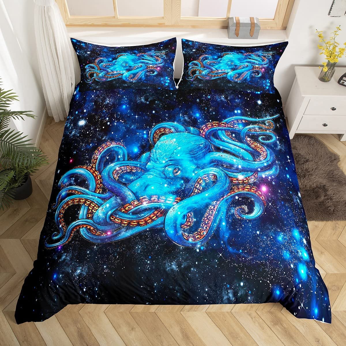 Octopus Duvet Cover Set Cartoon Octopus Tentacles Polyester Comforter ...
