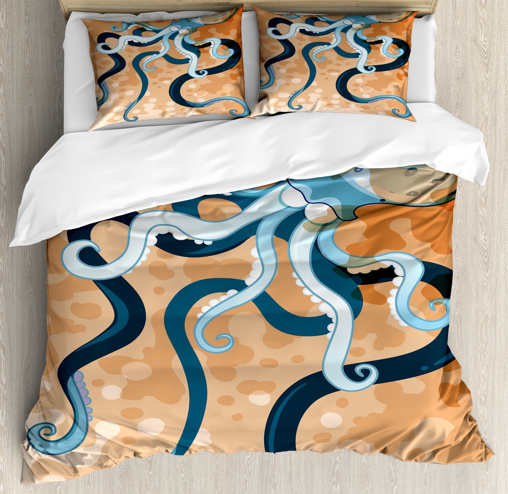 Octopus Duvet Cover Set, Giant Cephalopod Legs Exotic Oceanic Animals ...