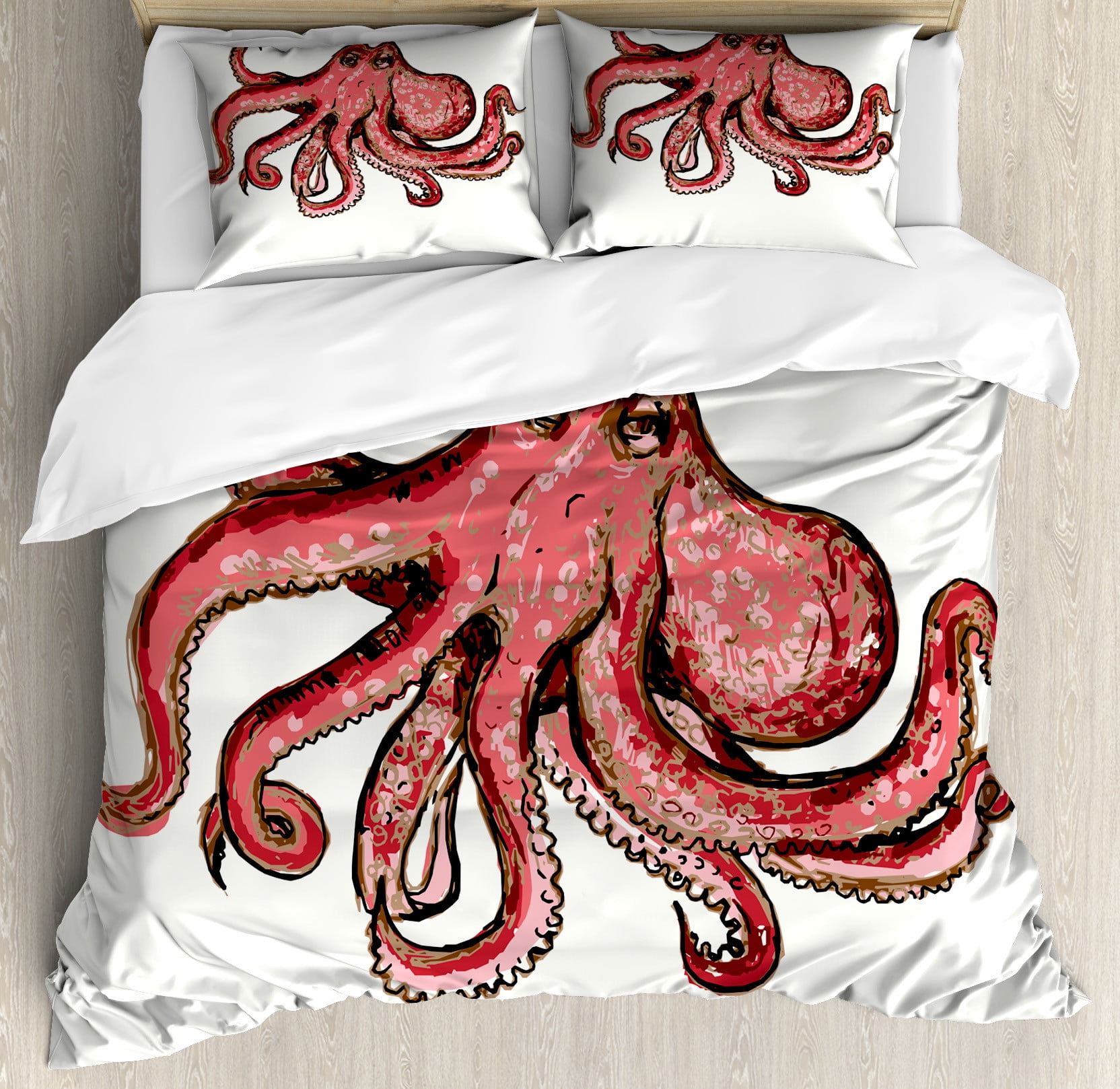 Octopus Duvet Cover Set, Image of Octopus Underwater Wildlife Animal ...